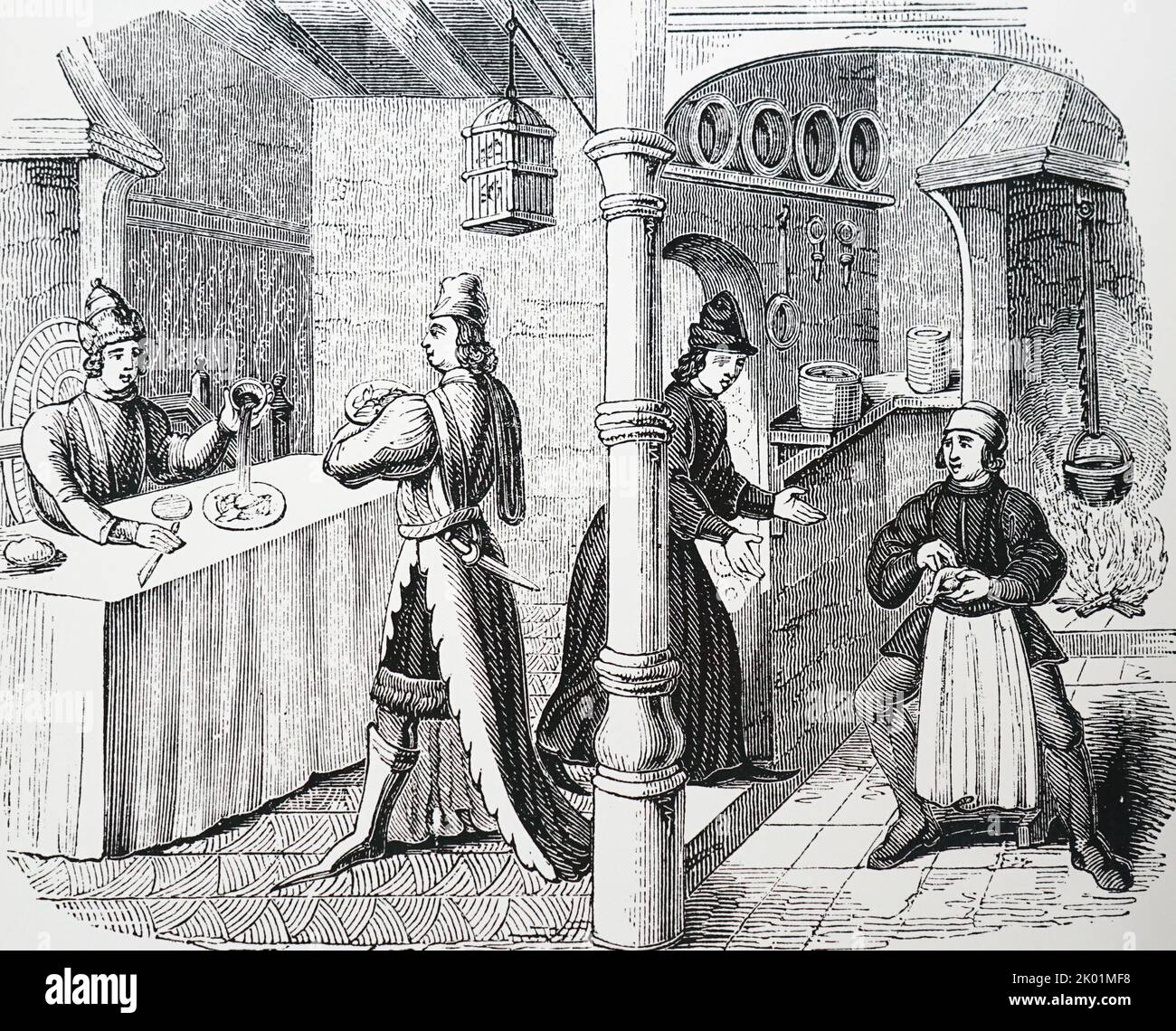 Medieval English kitchen and dining table Stock Photo - Alamy