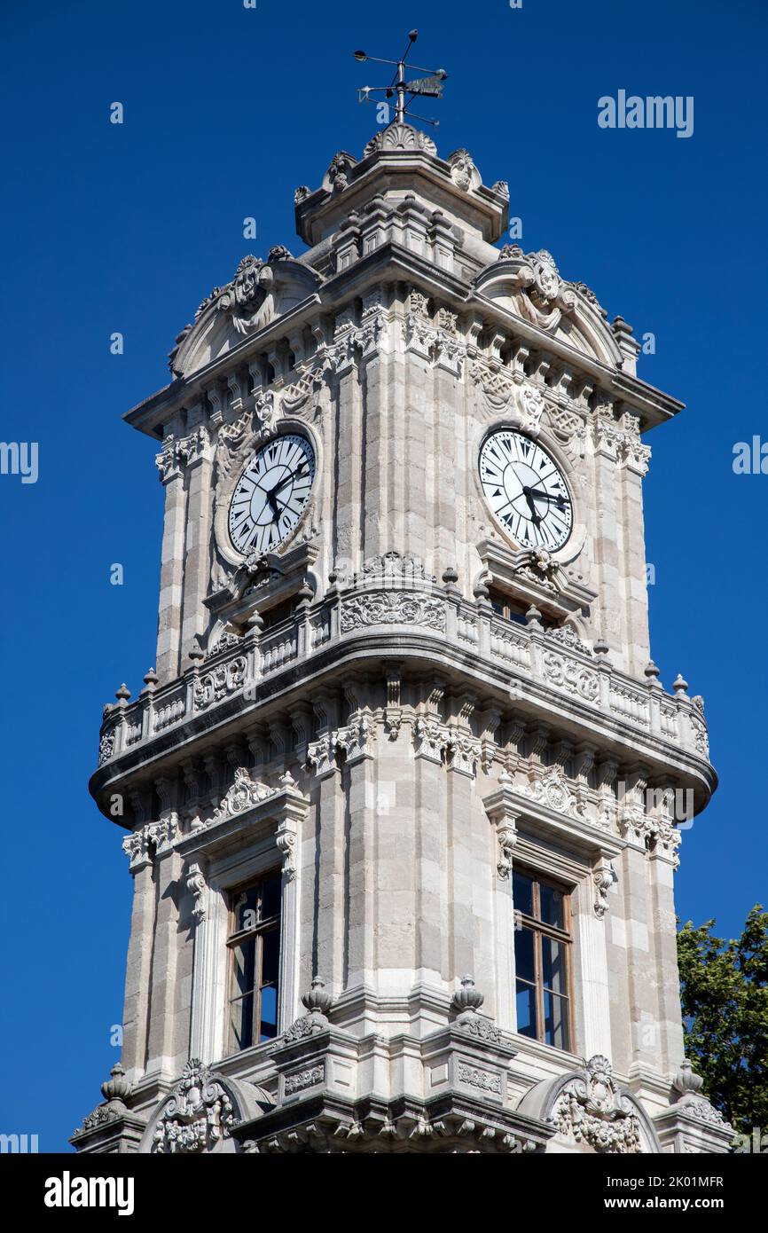 Istanbul,Turkey - 06-30-2022:Dolmabahce palace historical clock tower ...
