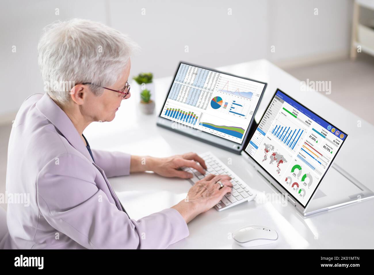 Analyst Women Looking At KPI Data On Computer Screen Stock Photo - Alamy