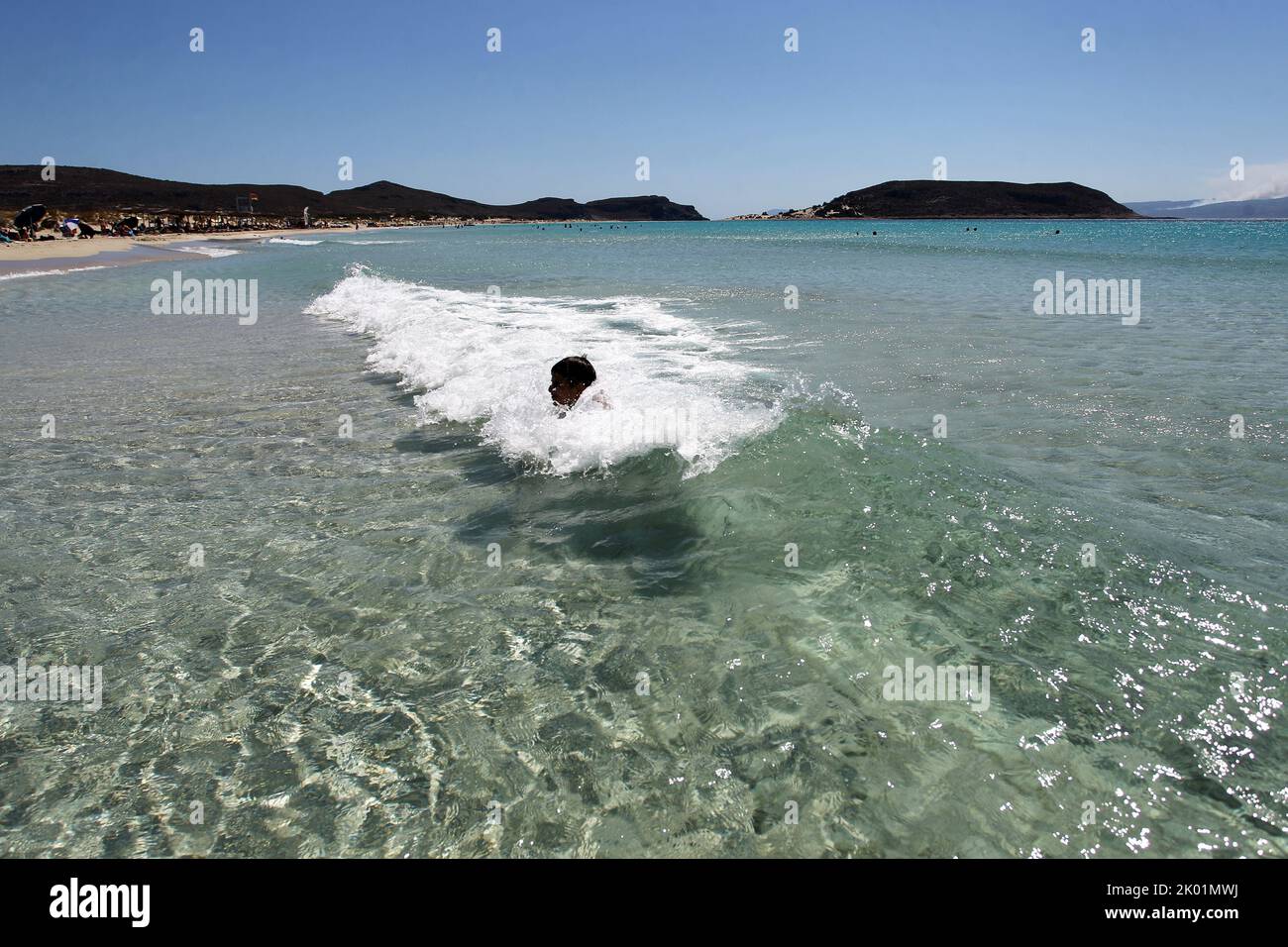 Crystal clear waters of Simos beach at Elafonisos island in Greece ...