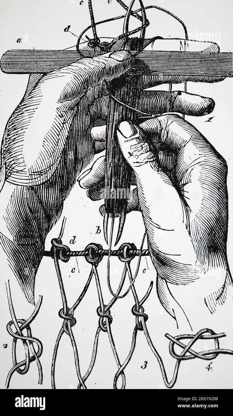 Method of making nets for hunting and fishing Stock Photo - Alamy