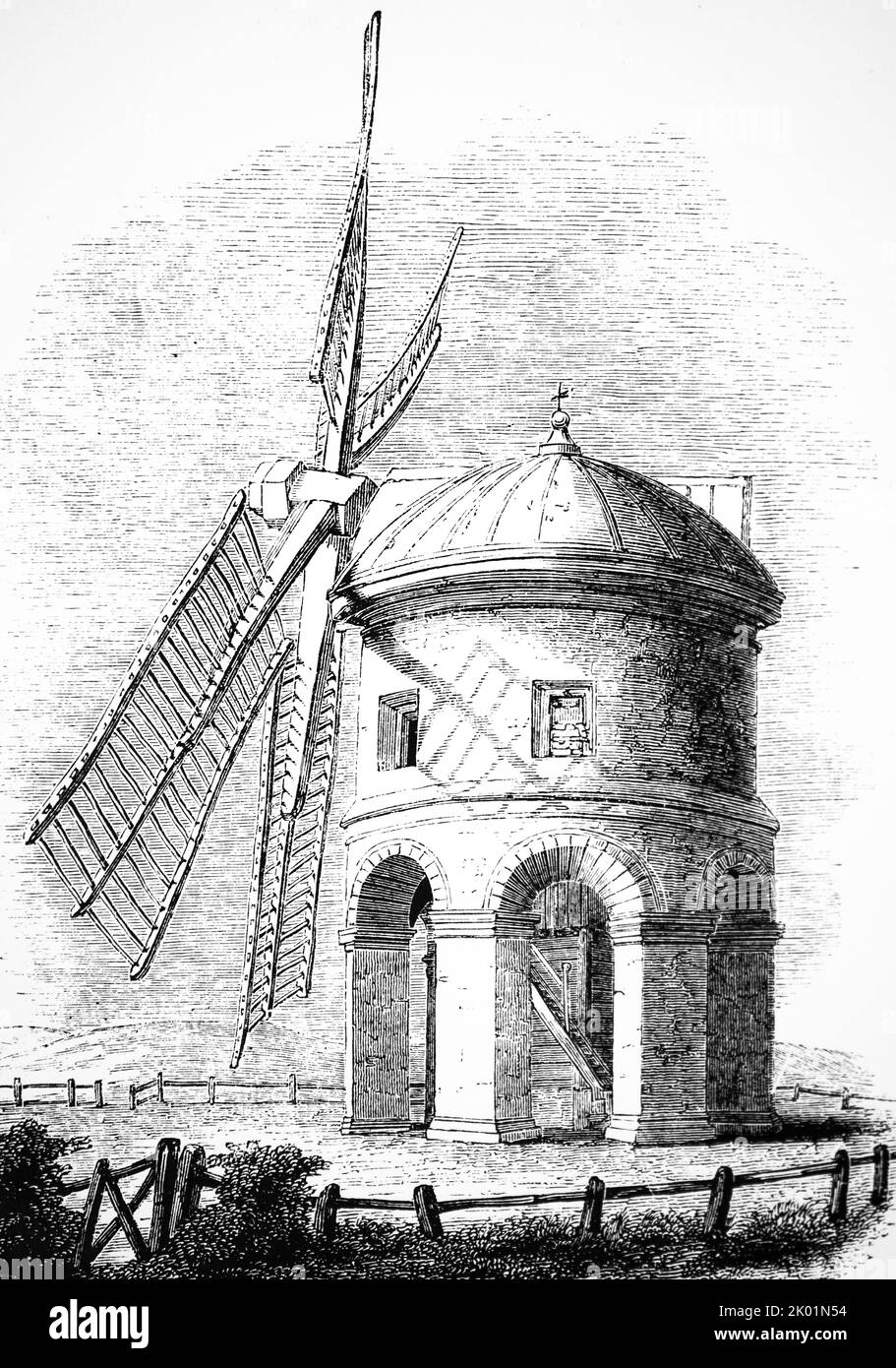 Wind powered flour mill at Chesterton, Warwickshire, designed by Inigo ...