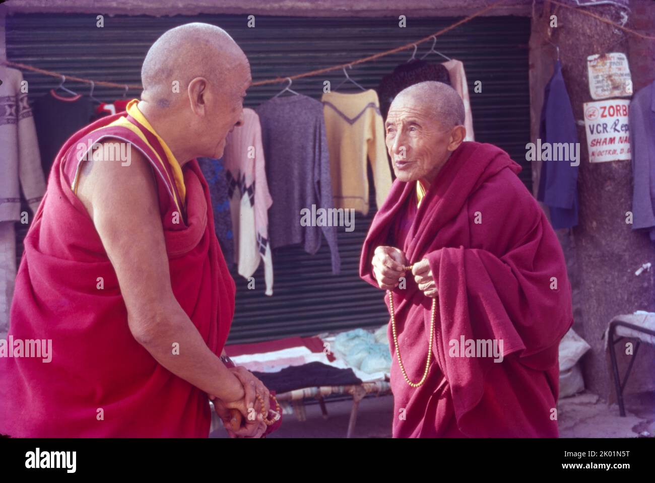 Monks Talking in Market Place, Dharmsala, Himachal Pradesh, India Stock ...