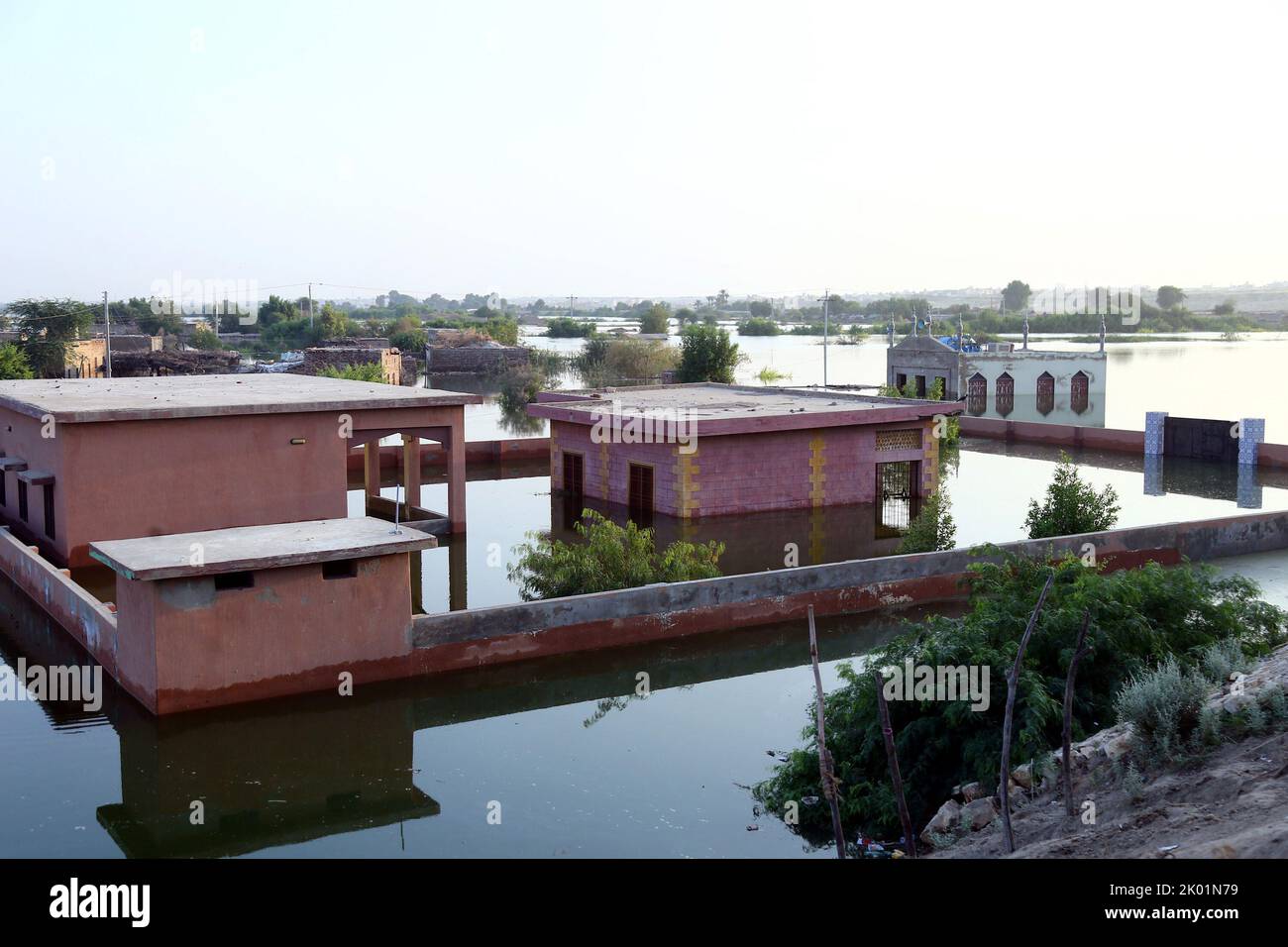 Jamshoro. 8th Sep, 2022. Photo taken on Sept. 8, 2022 shows flooded ...