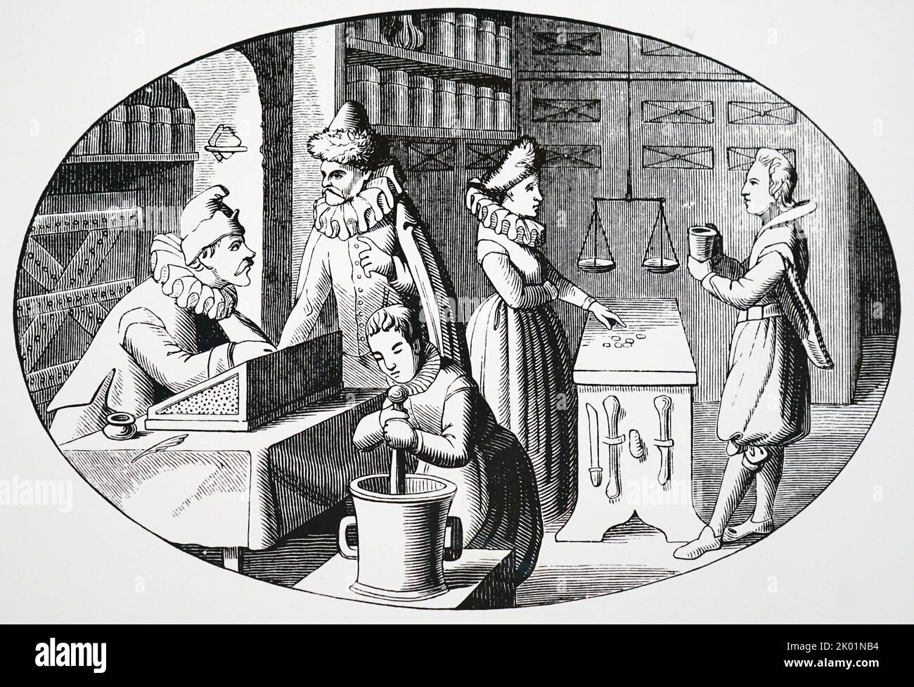 French grocer and druggist, 17th century Stock Photo - Alamy