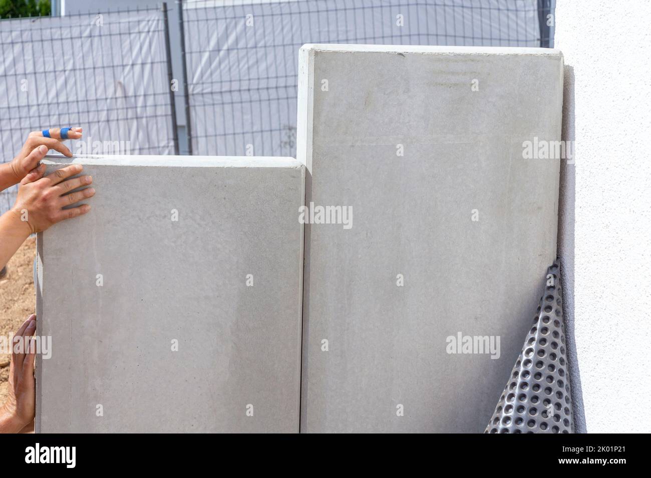 installation of a L-Stone at the concrete bed with contact to the knob ...