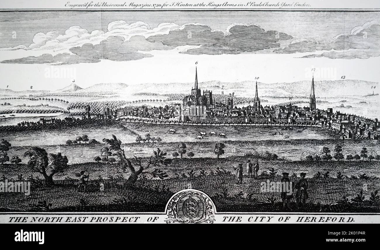 City of Hereford showing unenclosed land in the foreground Stock Photo ...