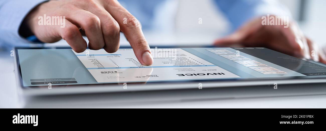 Chartered Accountant E Invoice On Tablet In Office Stock Photo - Alamy