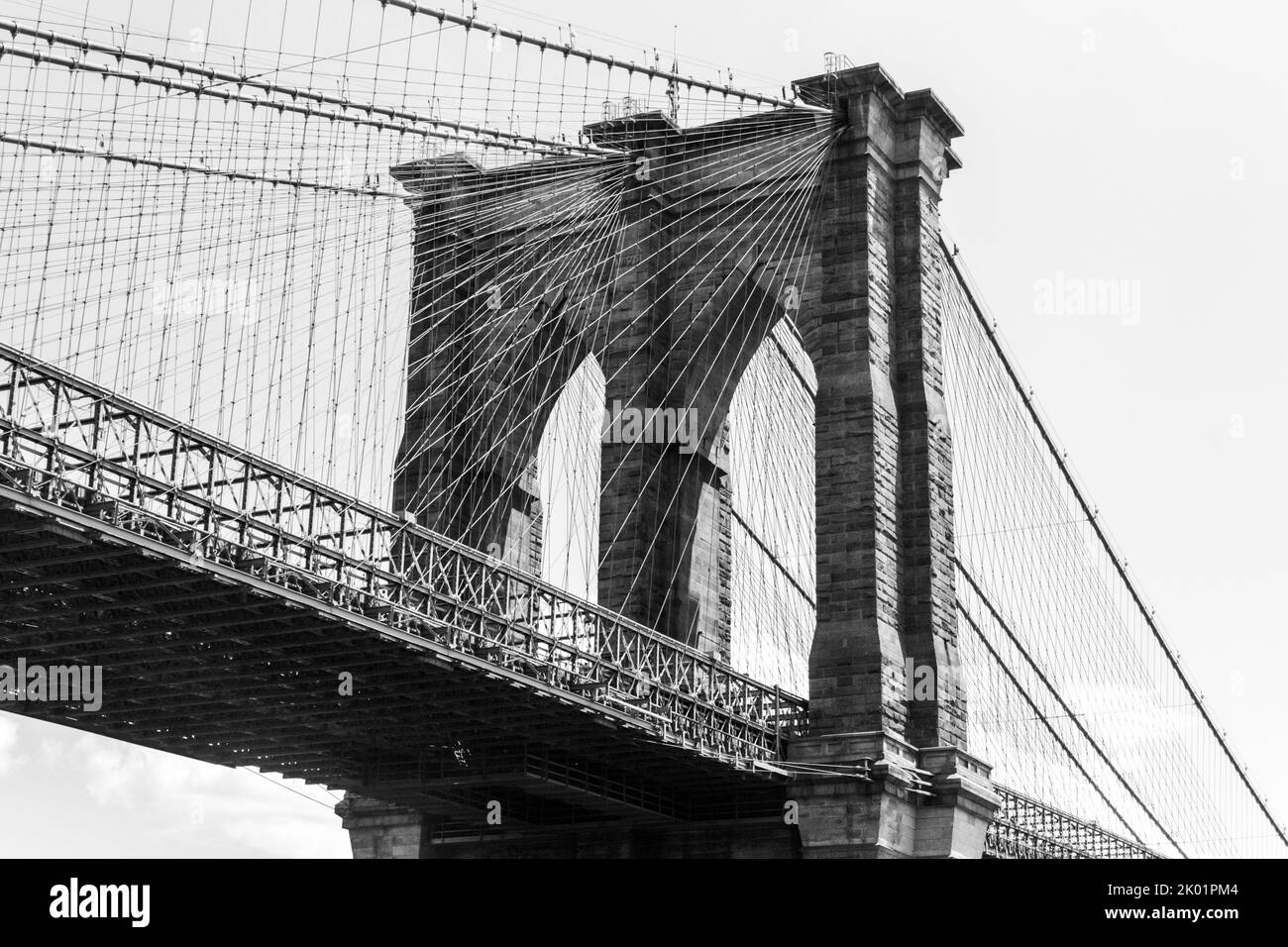 Brooklyn Bridge in Manhattan New York City USA, black and white ...
