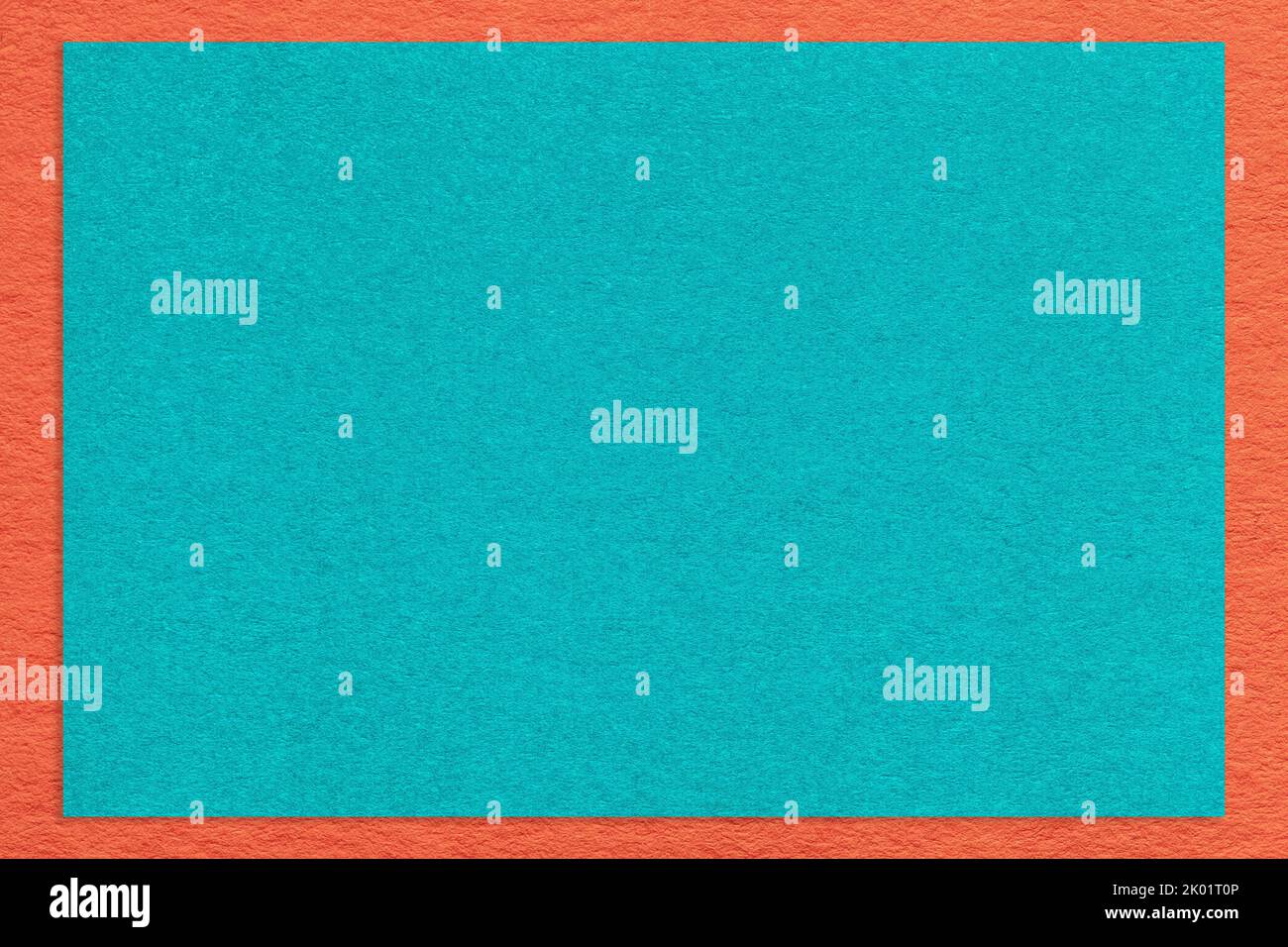 Texture of craft turquoise color paper background with orange border ...