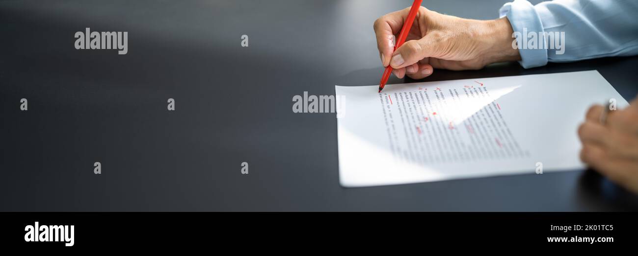 Book Script Or Text Grammar Edit And Spelling Correction Stock Photo ...