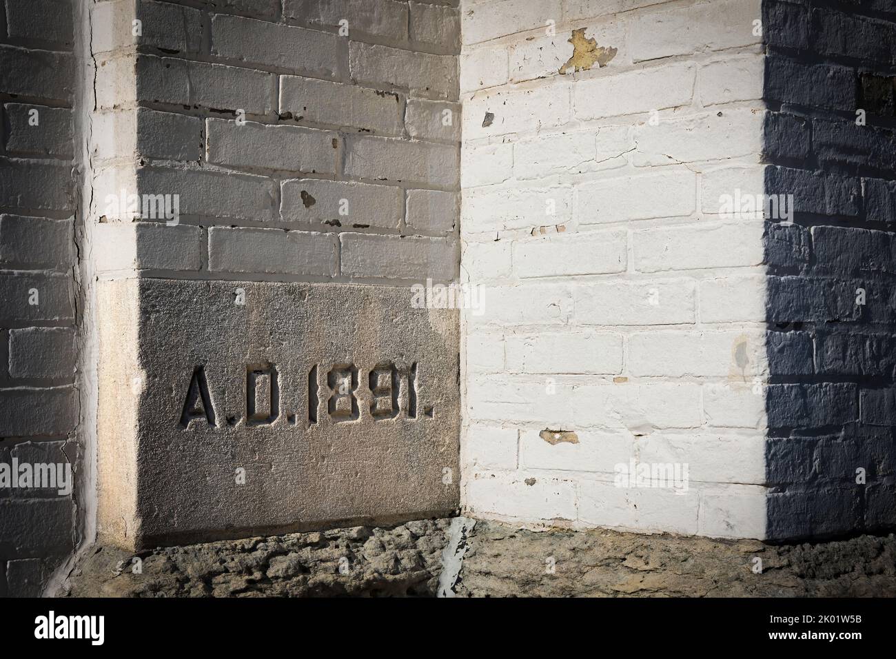The cornerstone of Saint Luke Catholic Church, built in 1891 and on the ...