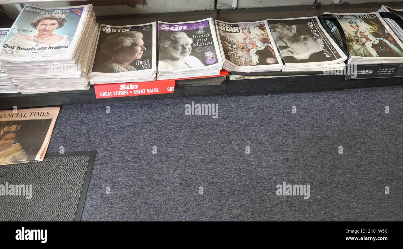 Newspaper front pages dominated by the death of Her Majesty Queen ...