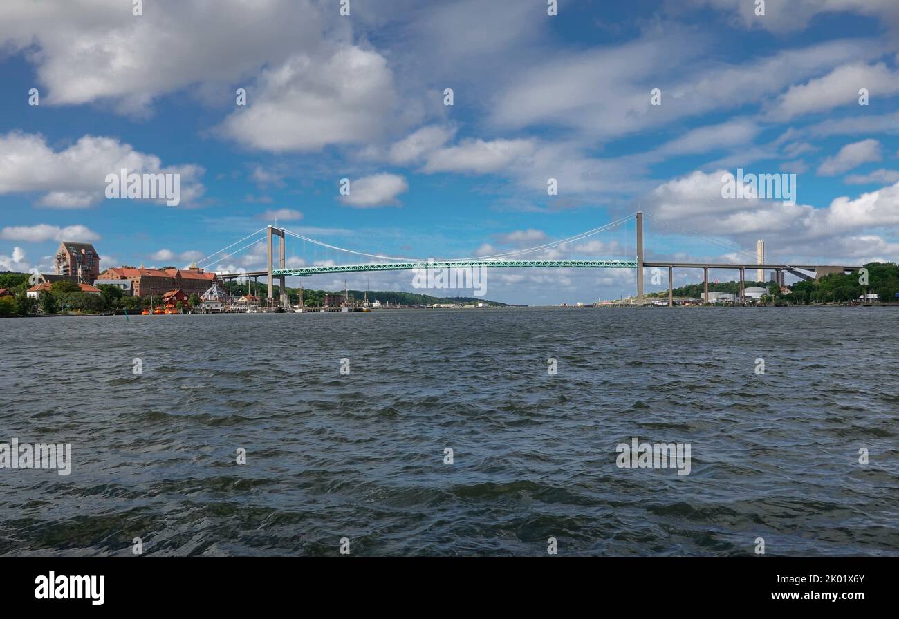 06 August 2022, Sweden, Göteborg: The bridge Älvsborgsbron at the ...
