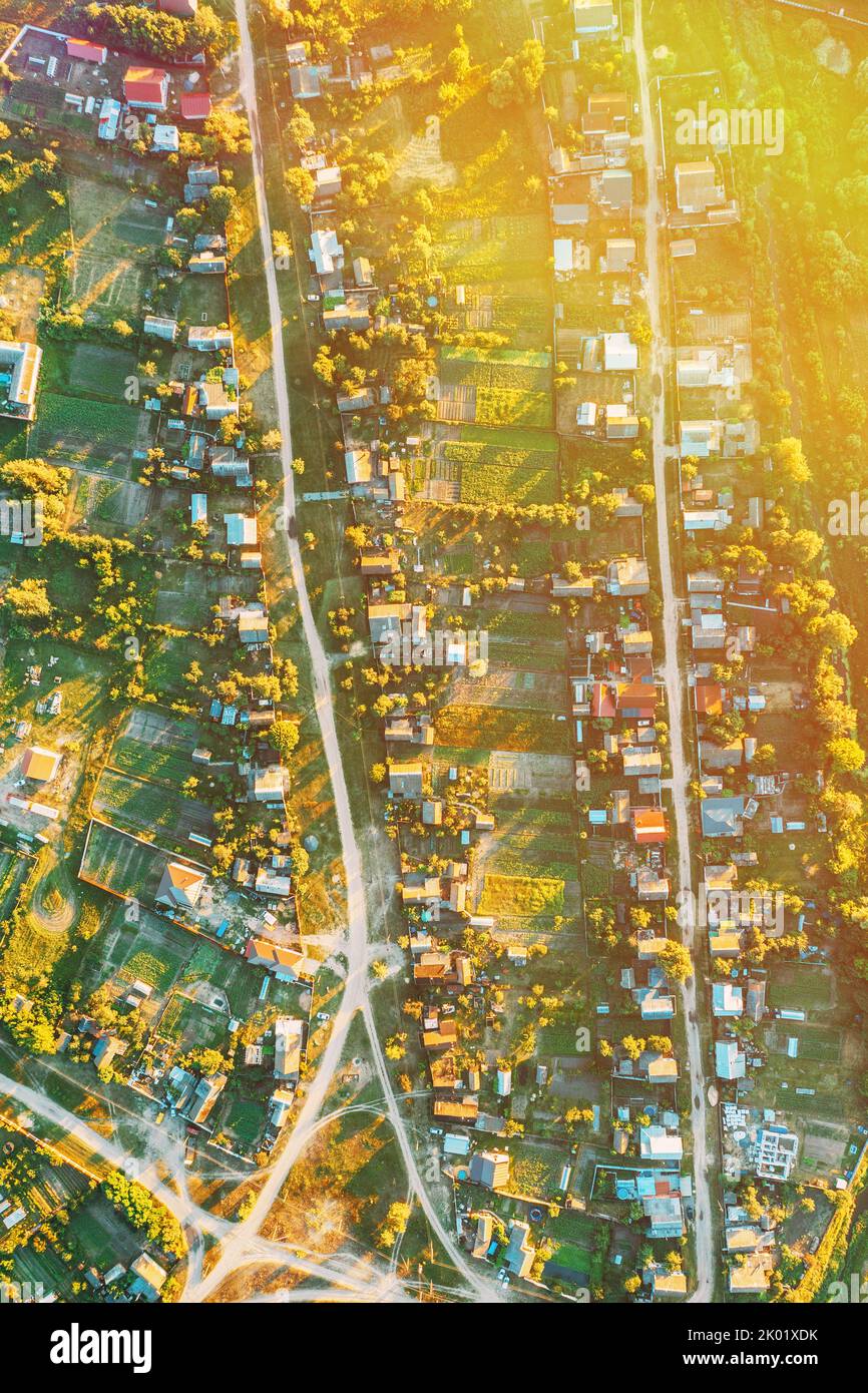 Daytime. Residential Houses. Small European City. Aerial View Of Town ...