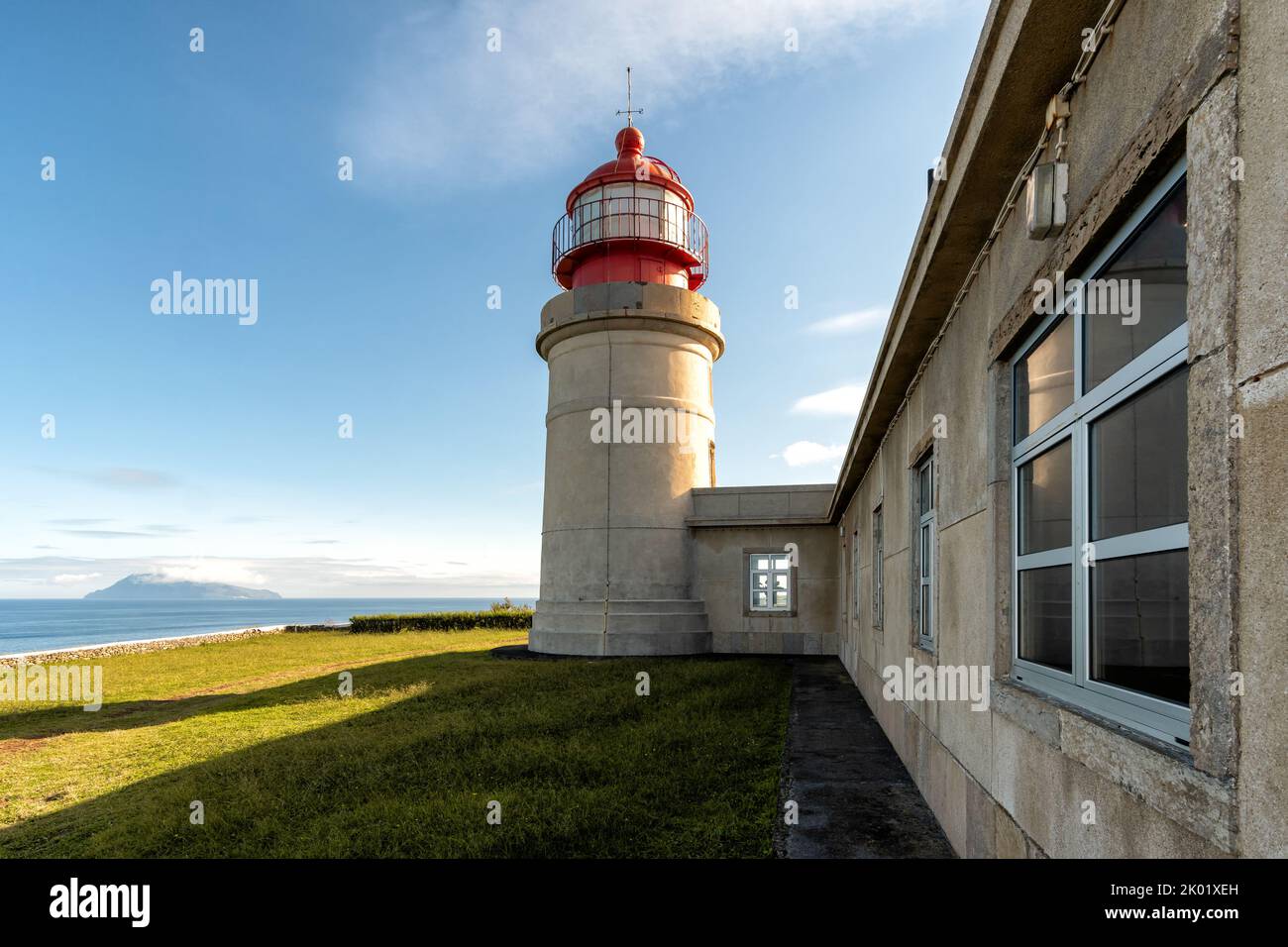 View of the Albarnaz lighthouse on the Azorean island of Flores ...