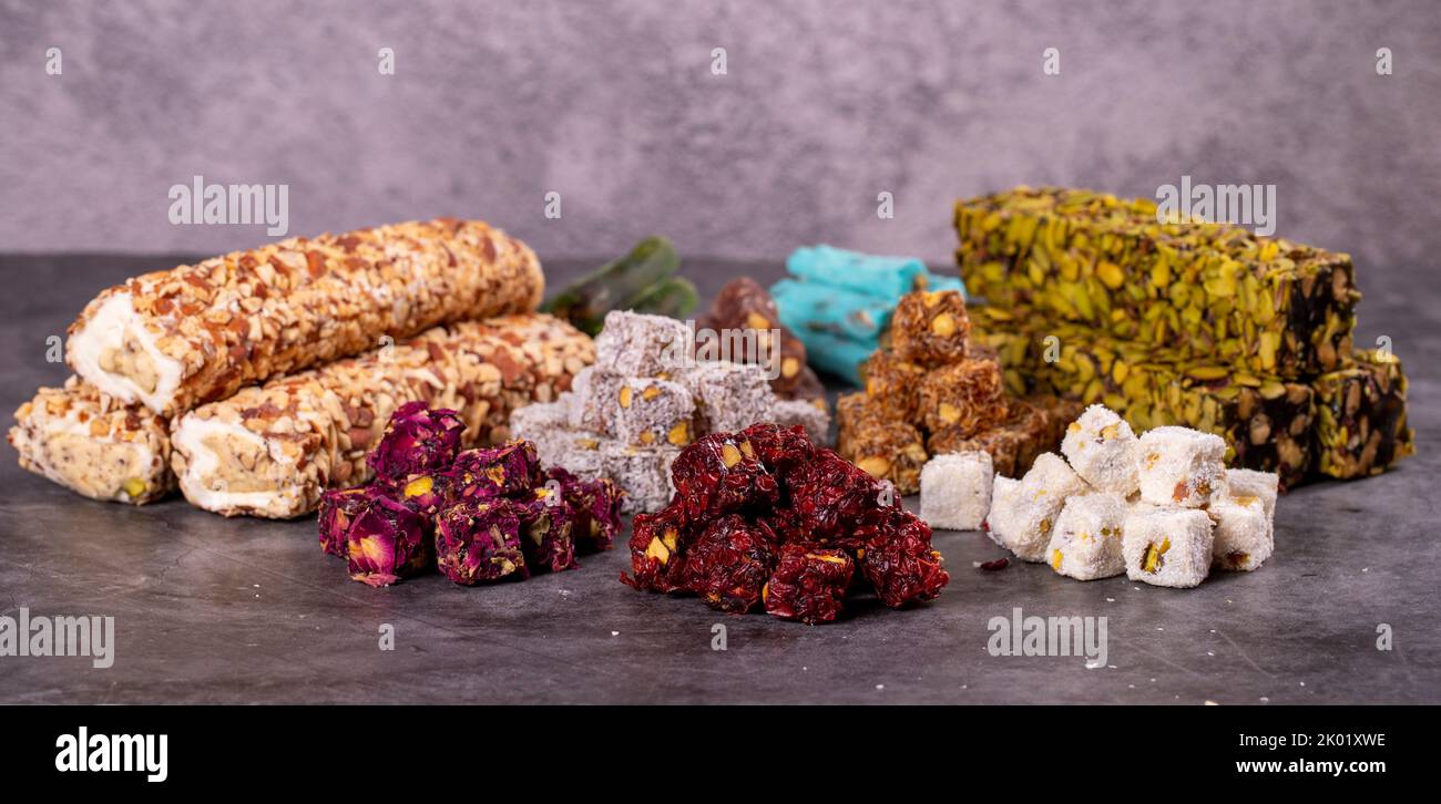 Turkish delight. Traditional Turkish delicacies. Turkish delight ...