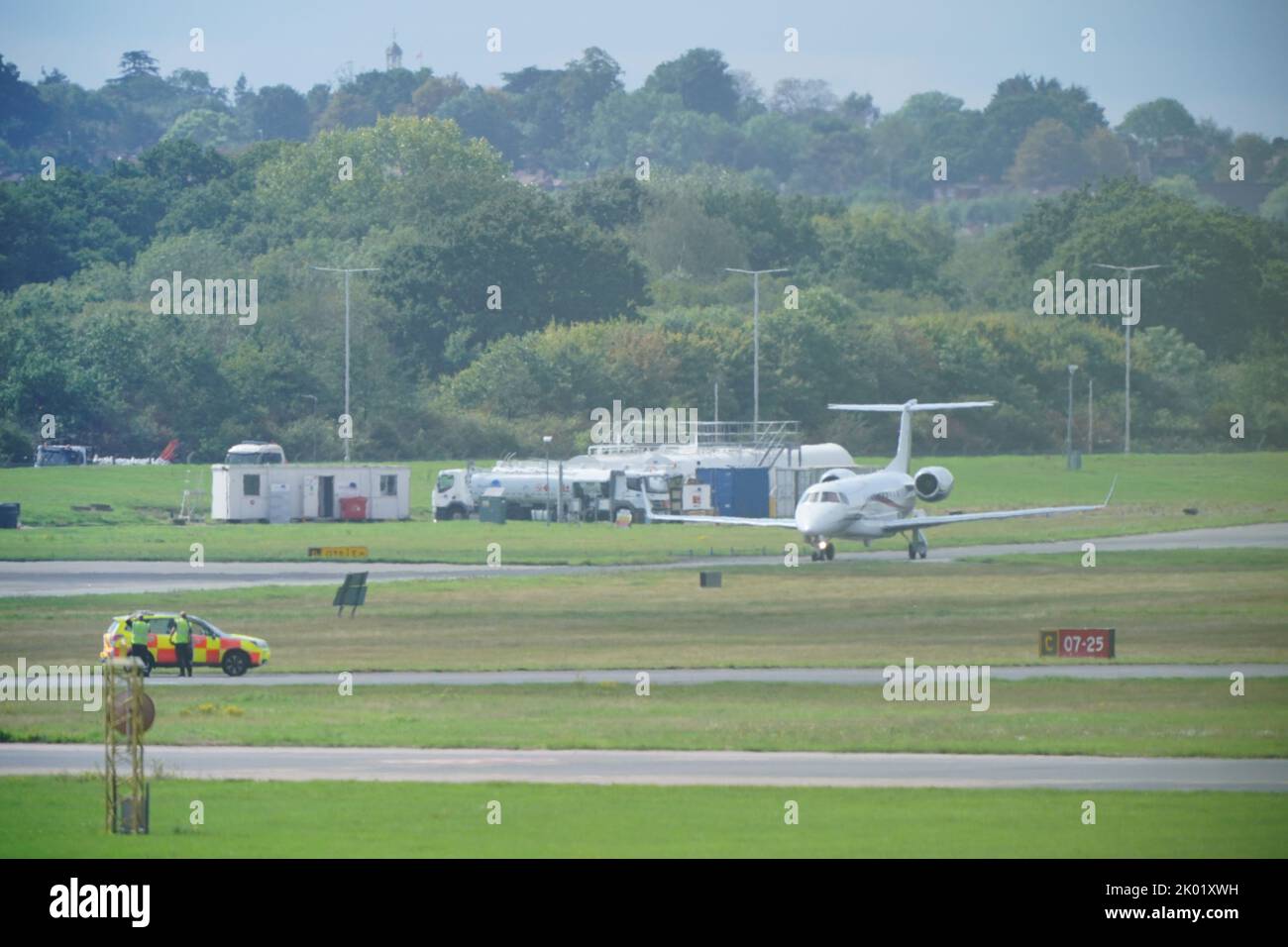 The plane King Charles III and the Queen arrives at RAF Northolt in ...