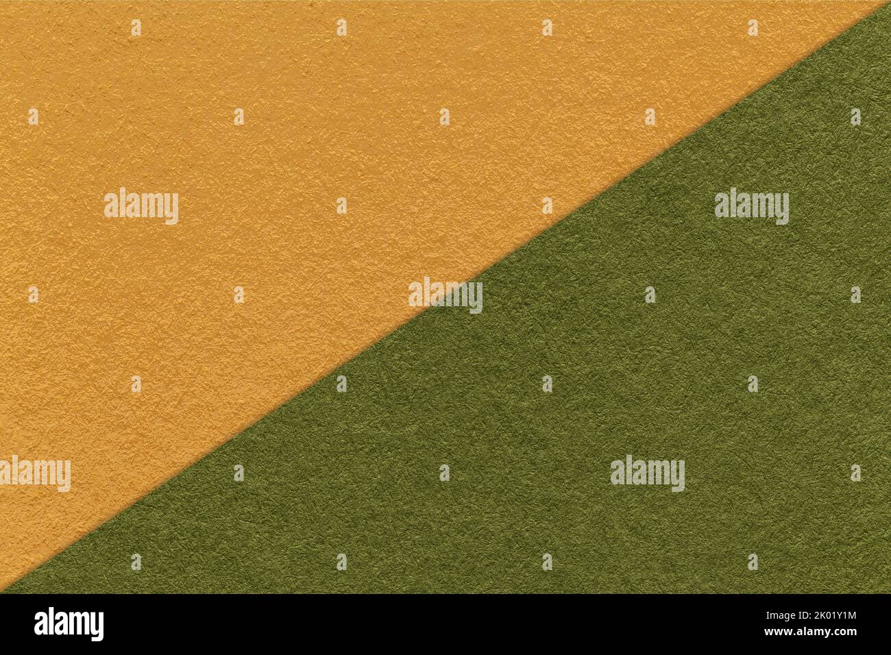 Texture of craft yellow and dark green paper background, half two ...
