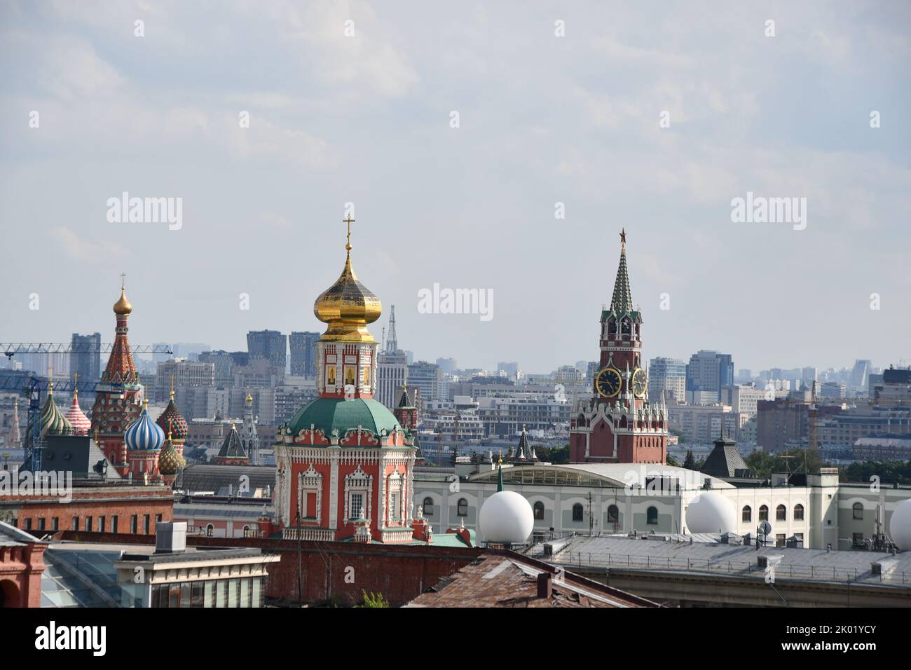 The roofs of Moscow, Russia, with many decorative towers and ...