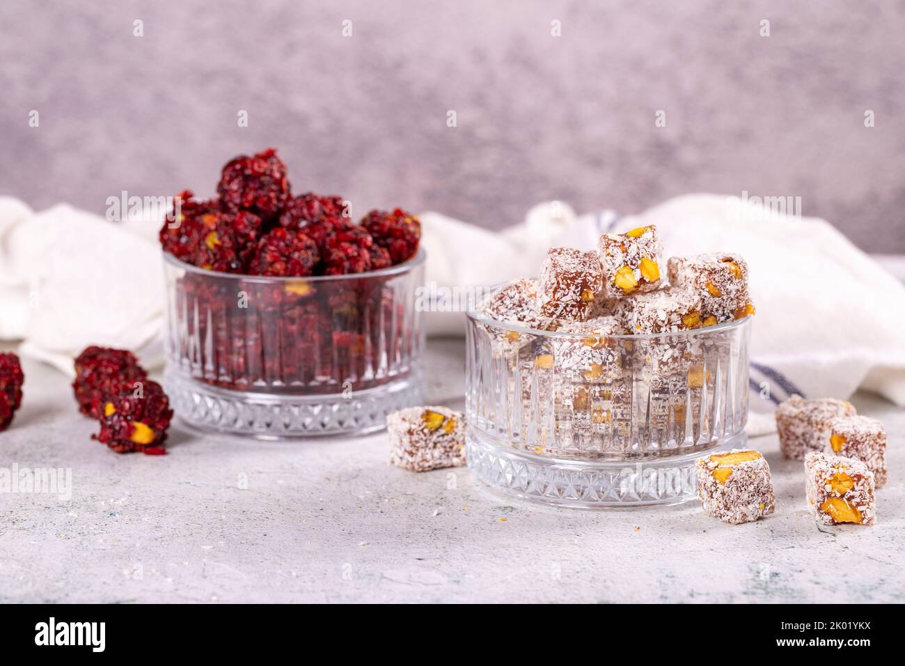 Sour and sweet Turkish delight varieties. Turkish delight varieties on ...