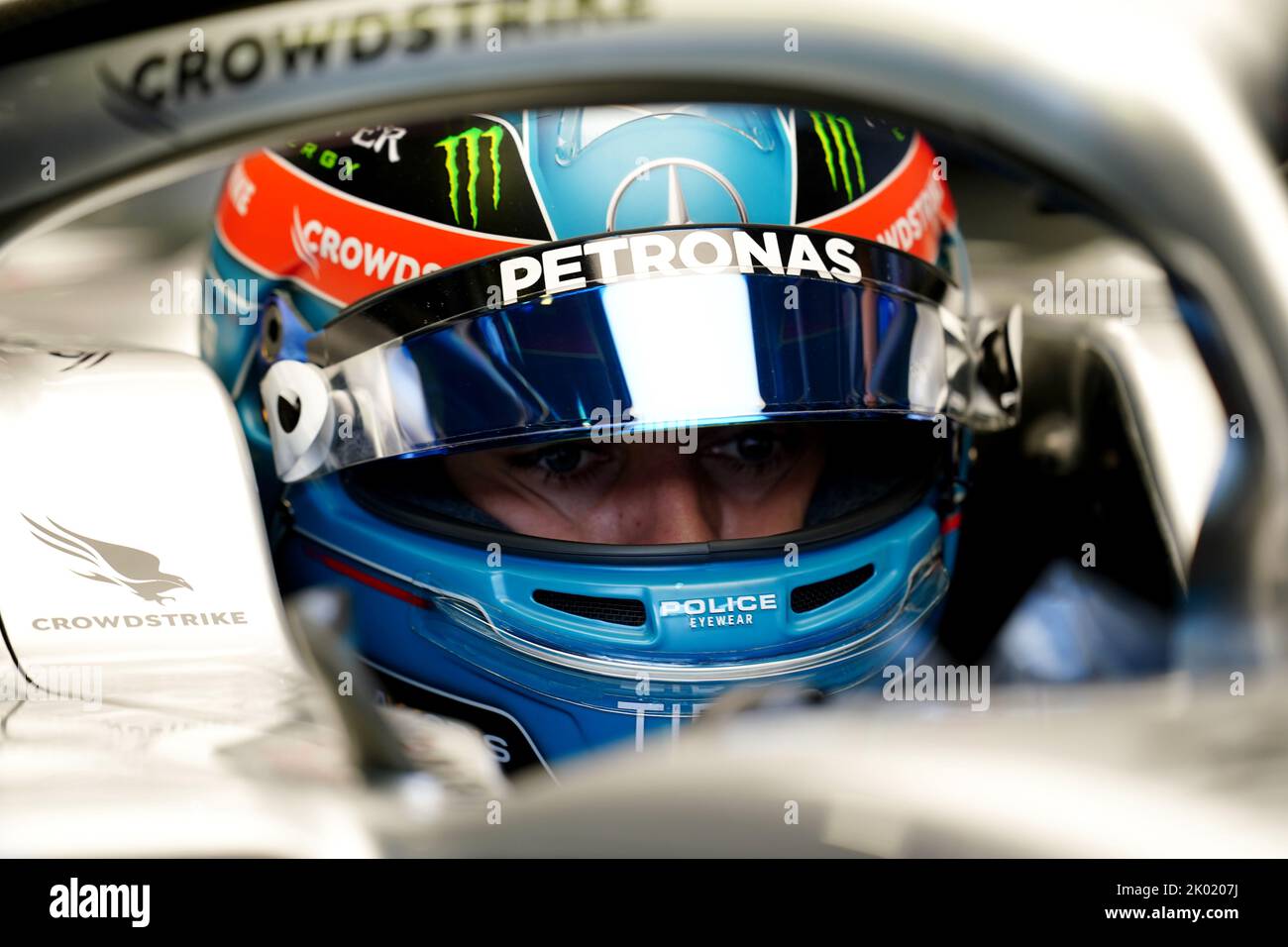 Mercedes' George Russell prior to first practice at the Italian Grand ...