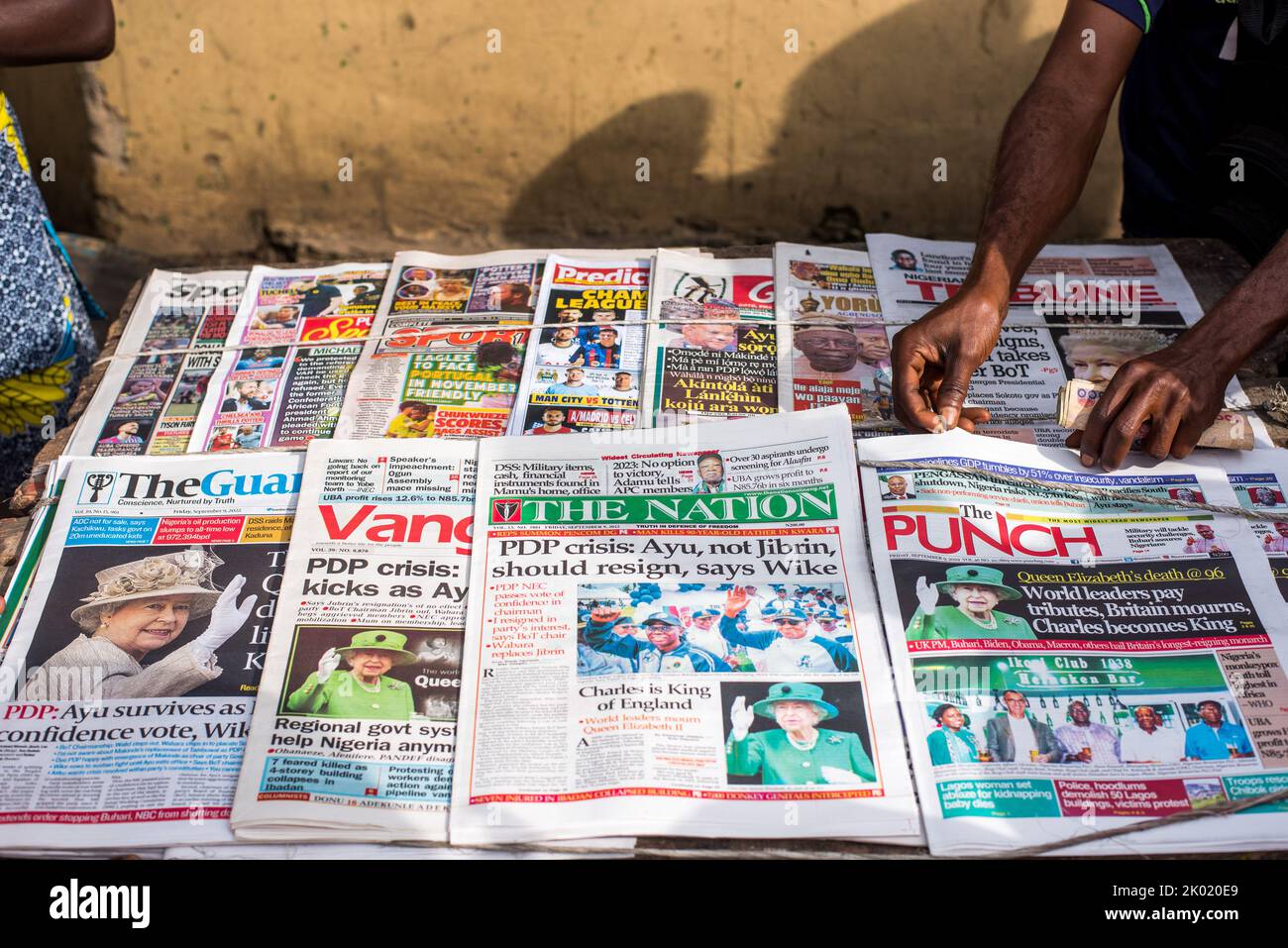 Newspaper headlines in Lagos, Nigeria, 09 September 2022, following the ...