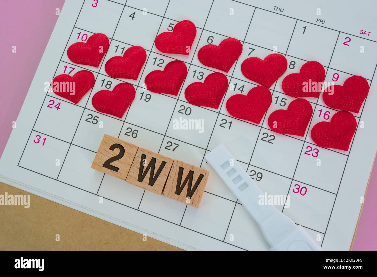 2WW word on wooden block with red heart shape on calendar. Surviving ...