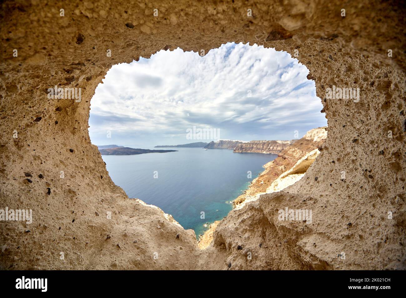Heart of Santorini, A path leads to a heart-shaped hole in the caldera ...