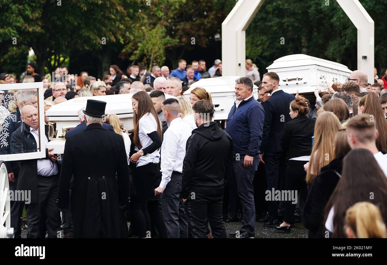 The coffins carrying the remains of Lisa Cash, 18, and her eight-year ...