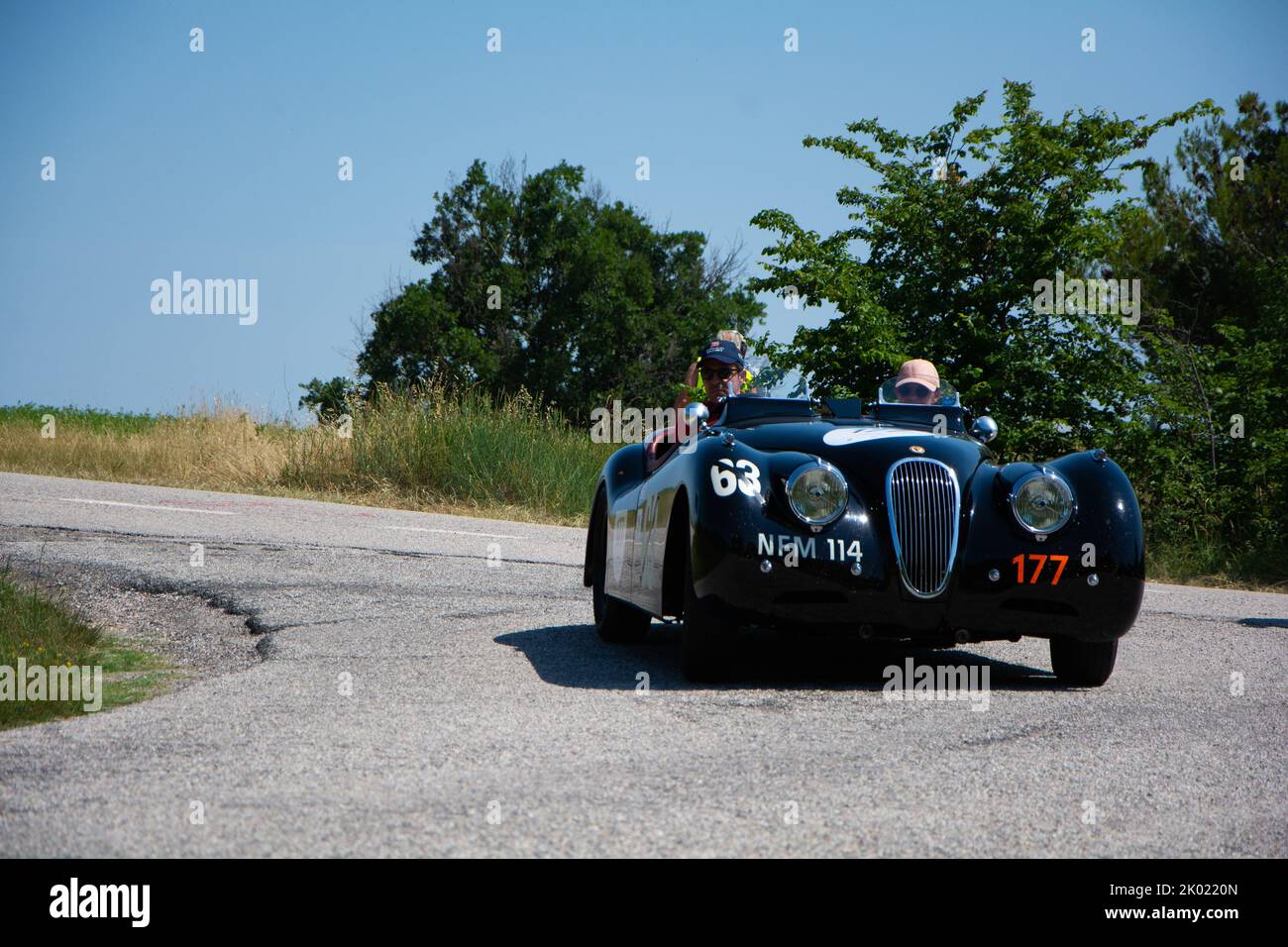 URBINO - ITALY - JUN 16 - 2022 : JAGUAR XK120 OTS ROADSTER 1950 on an ...