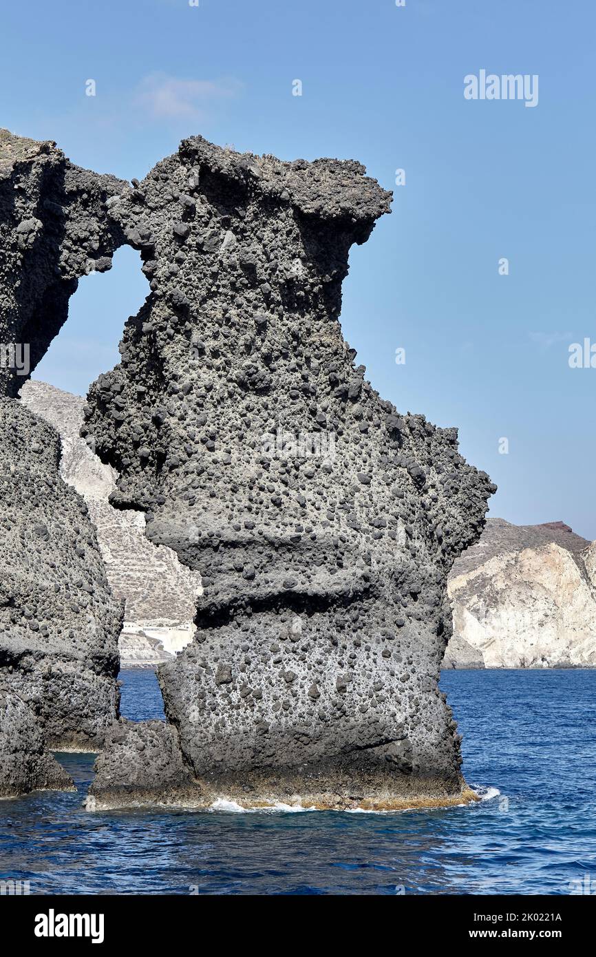 Santorini volcanic rock formations Stock Photo - Alamy