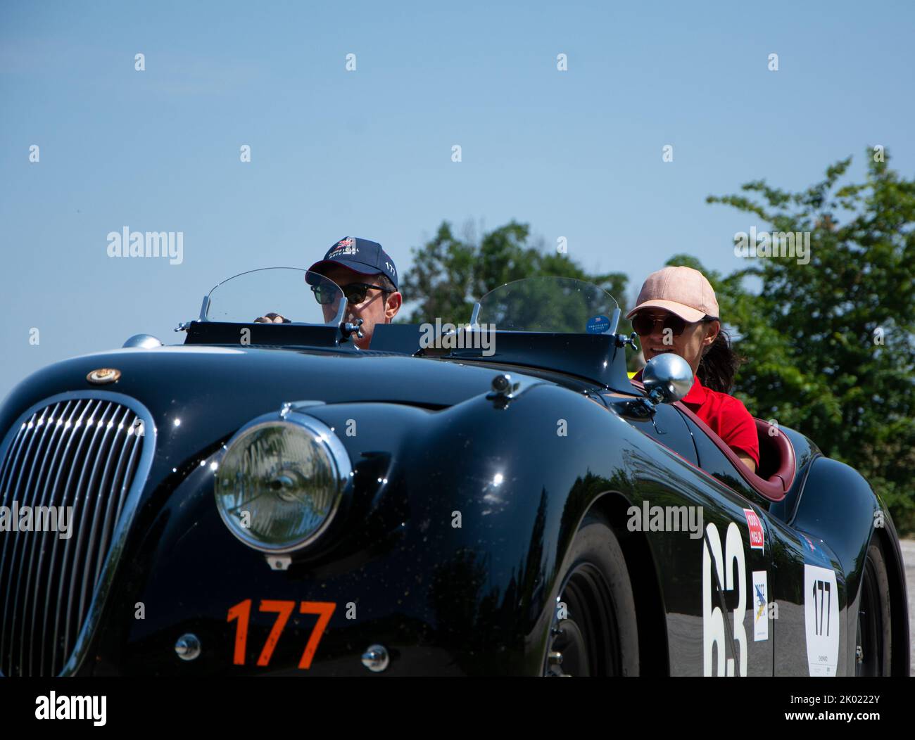 URBINO - ITALY - JUN 16 - 2022 : JAGUAR XK120 OTS ROADSTER 1950 on an ...