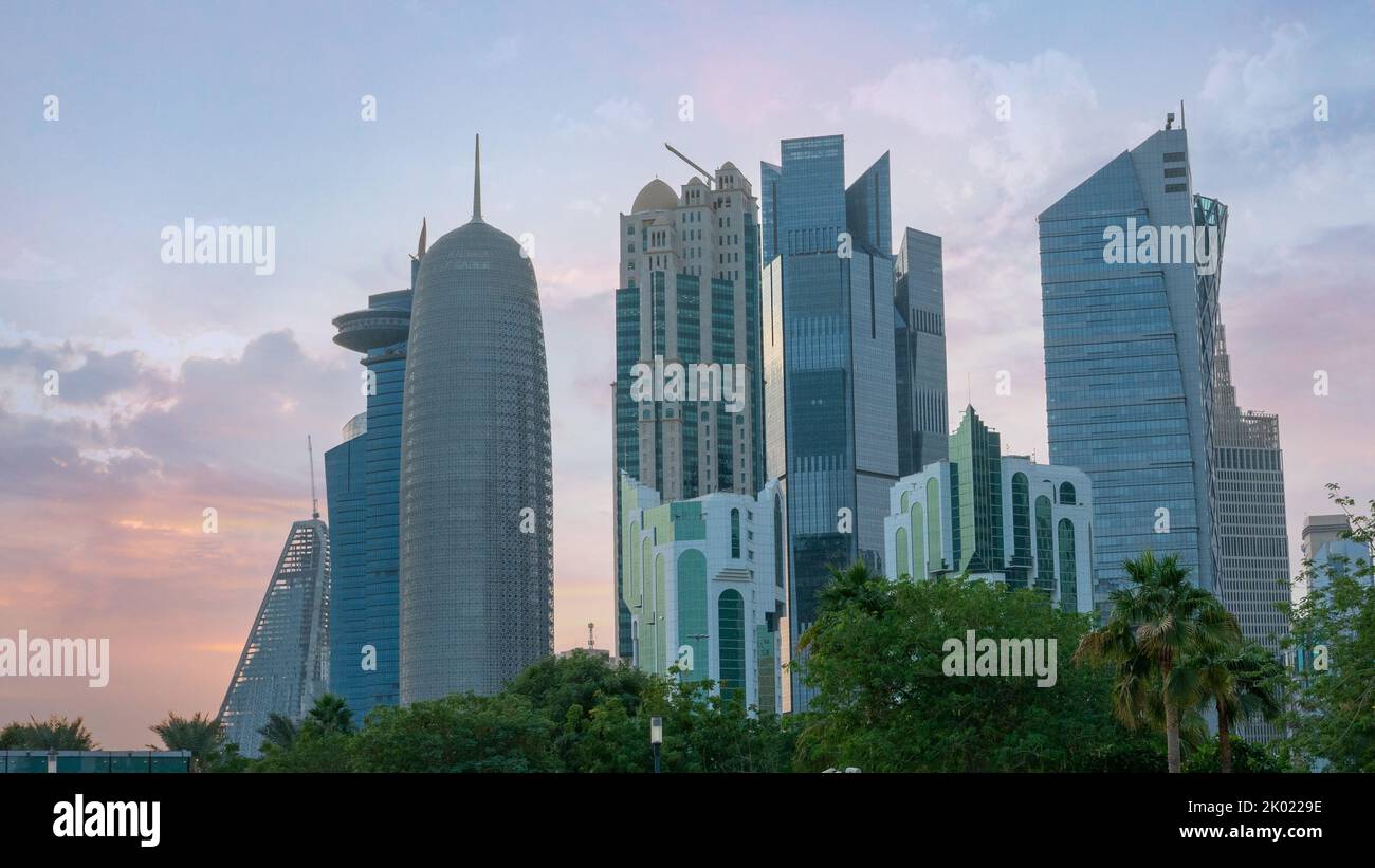 Doha,Qatar- August 08,2022 : The skyline of Doha city center during ...