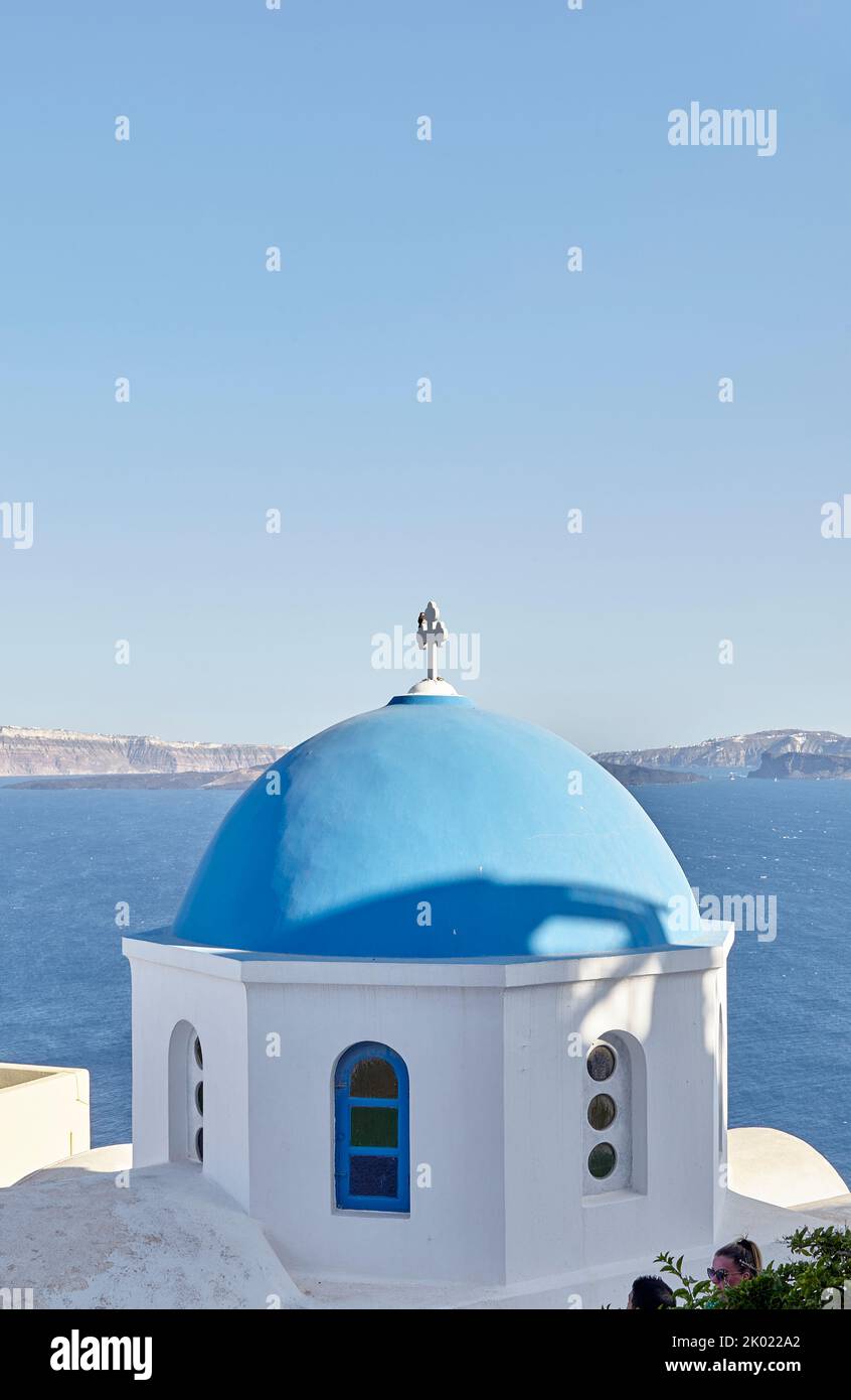 Famous Three Blue Domes in Oia Santorini Stock Photo - Alamy