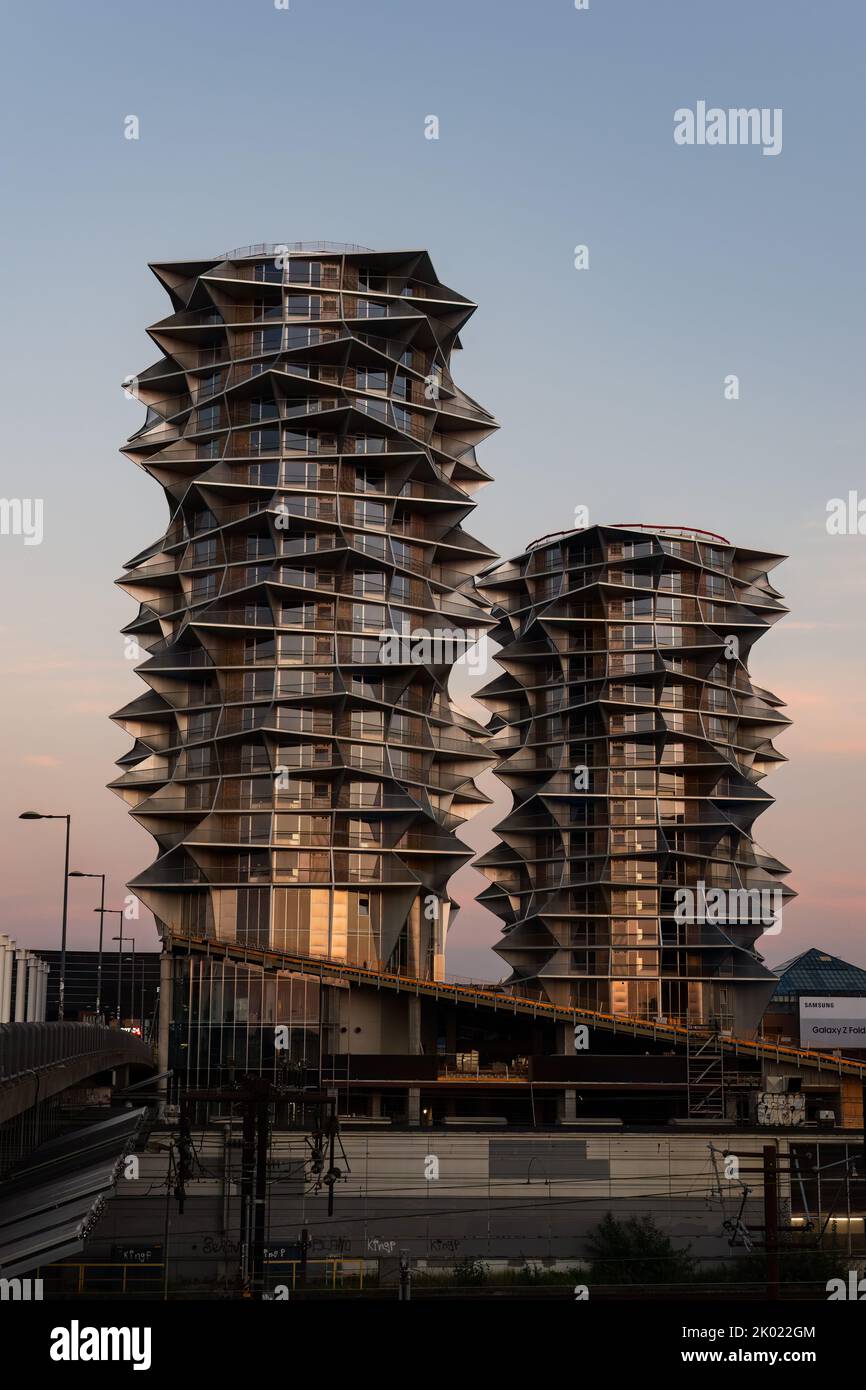 Copenhagen, Denmark. August 13, 2022. Kaktus Towers, the high rise ...