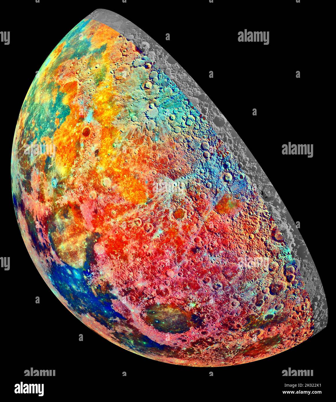 False-color mosaic of the moon surface Stock Photo - Alamy