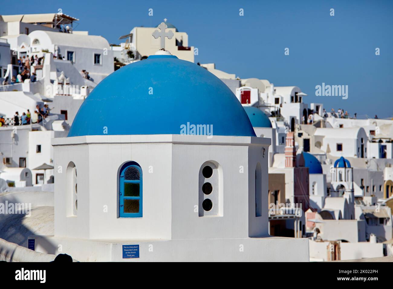 Famous Three Blue Domes in Oia Santorini Stock Photo - Alamy