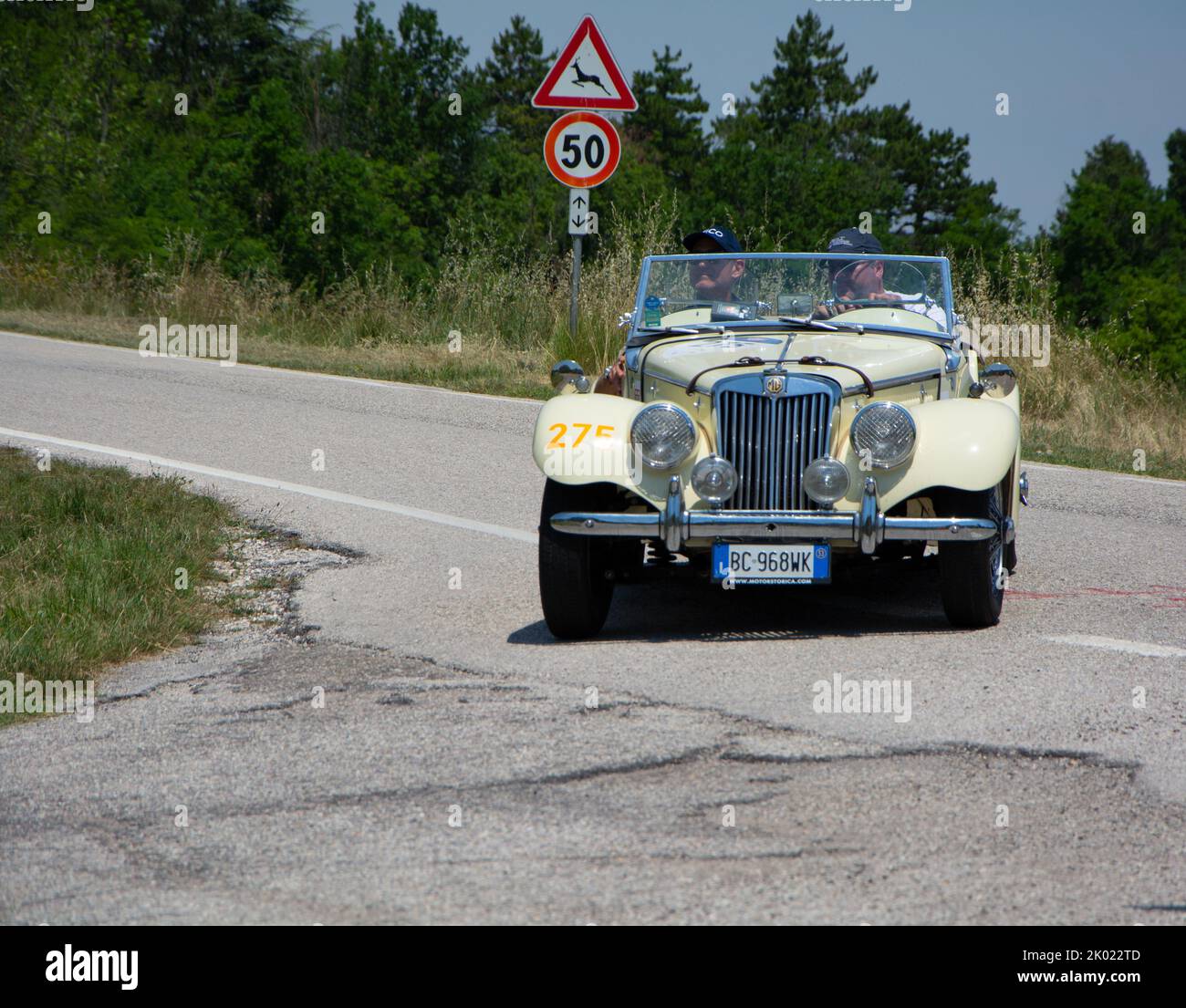 URBINO - ITALY - JUN 16 - 2022 : MG TF 1250 1953 on an old racing car ...