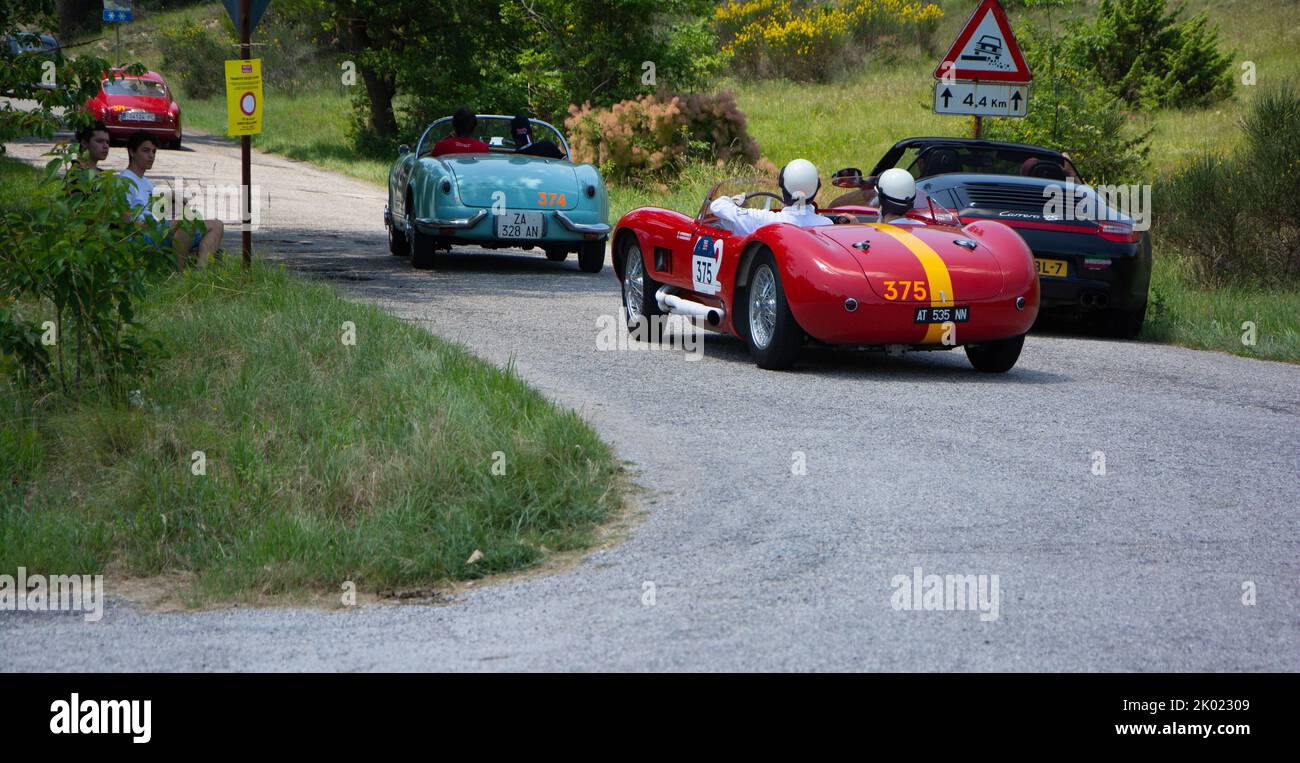 URBINO - ITALY - JUN 16 - 2022 : MASERATI 150 S 1955 on an old racing ...