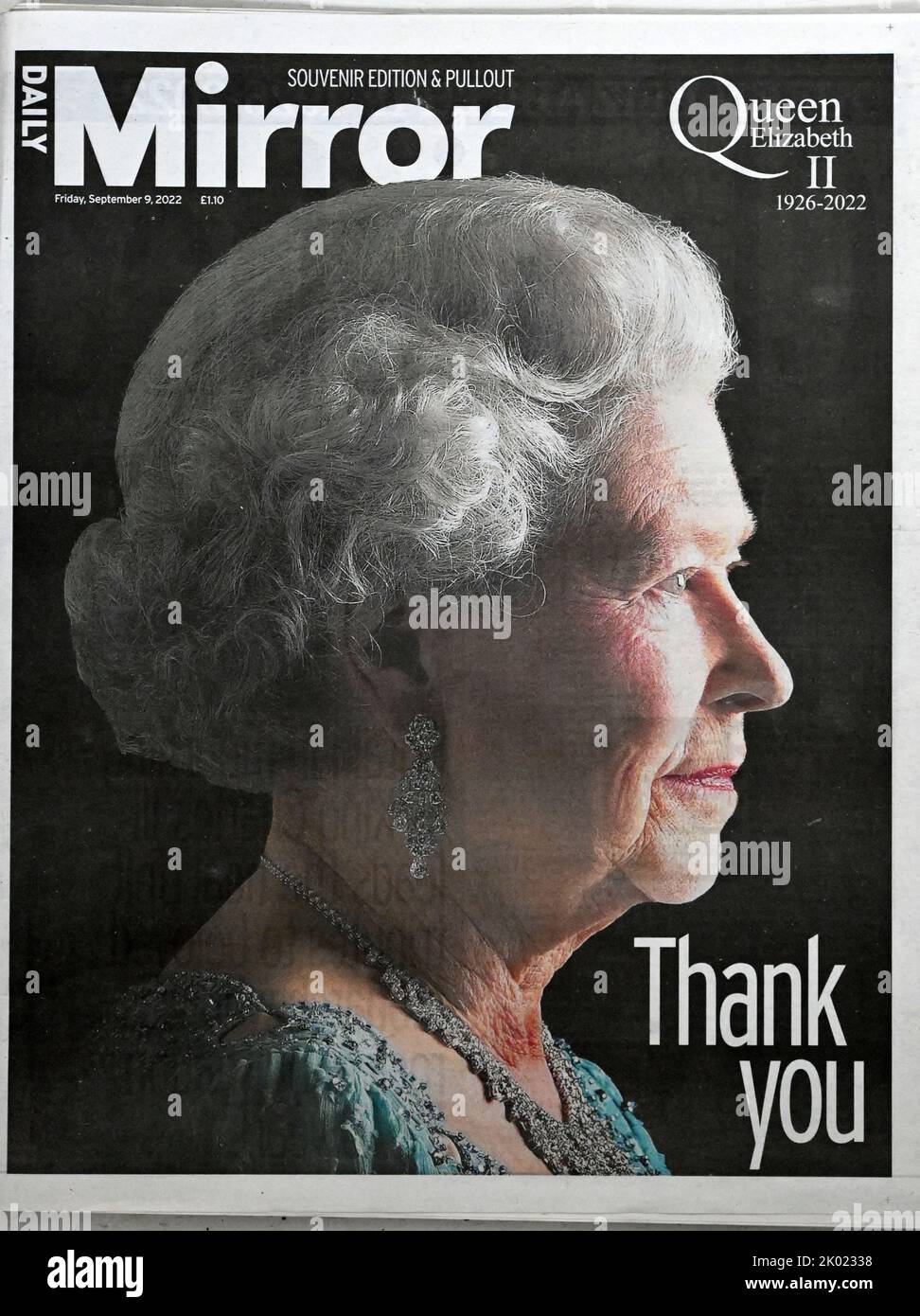 Harleston, UK - 9th September UK newspapers commemorate the death of ...