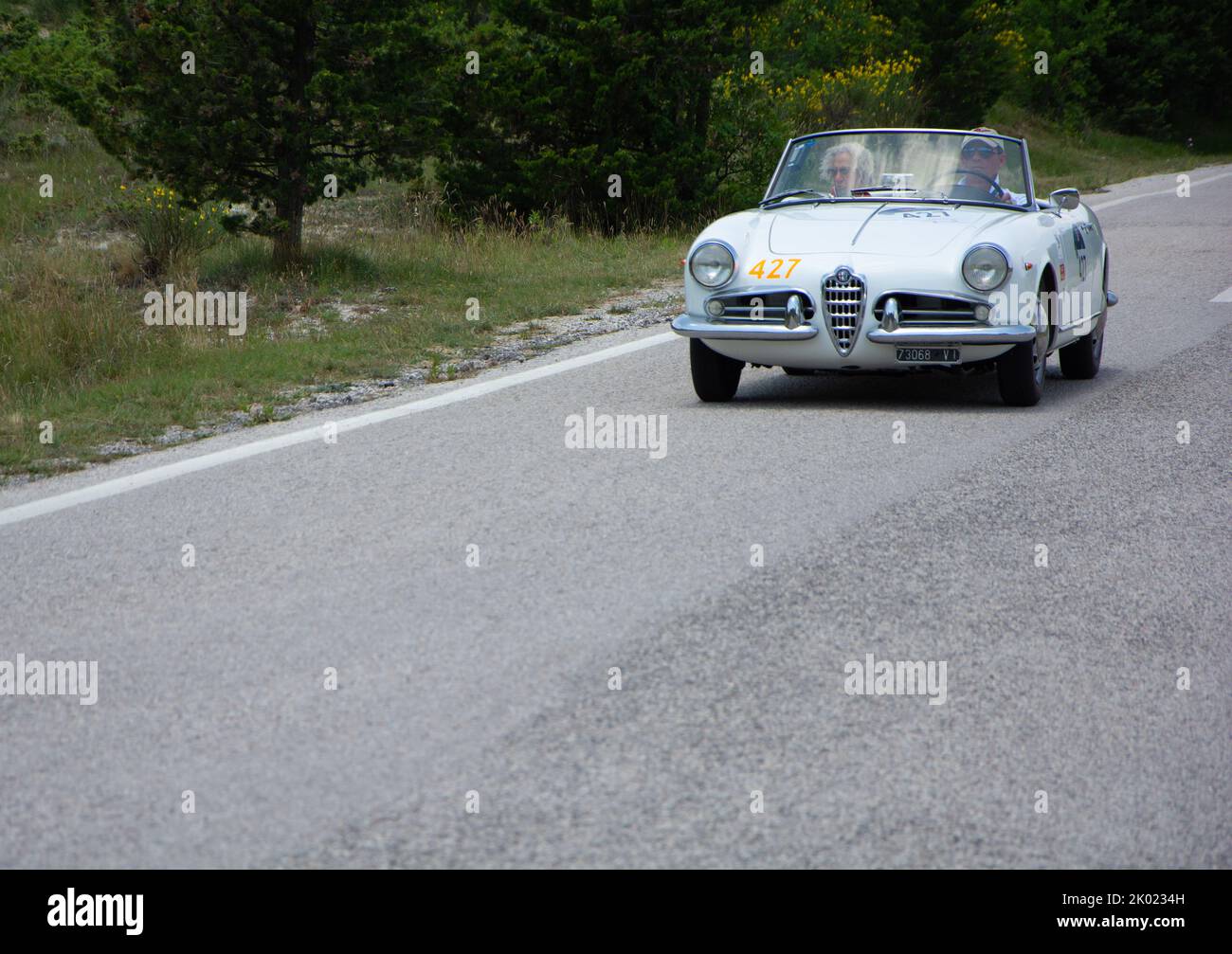 URBINO - ITALY - JUN 16 - 2022 : ALFA ROMEO GIULIETTA SPIDER 1957 on an ...