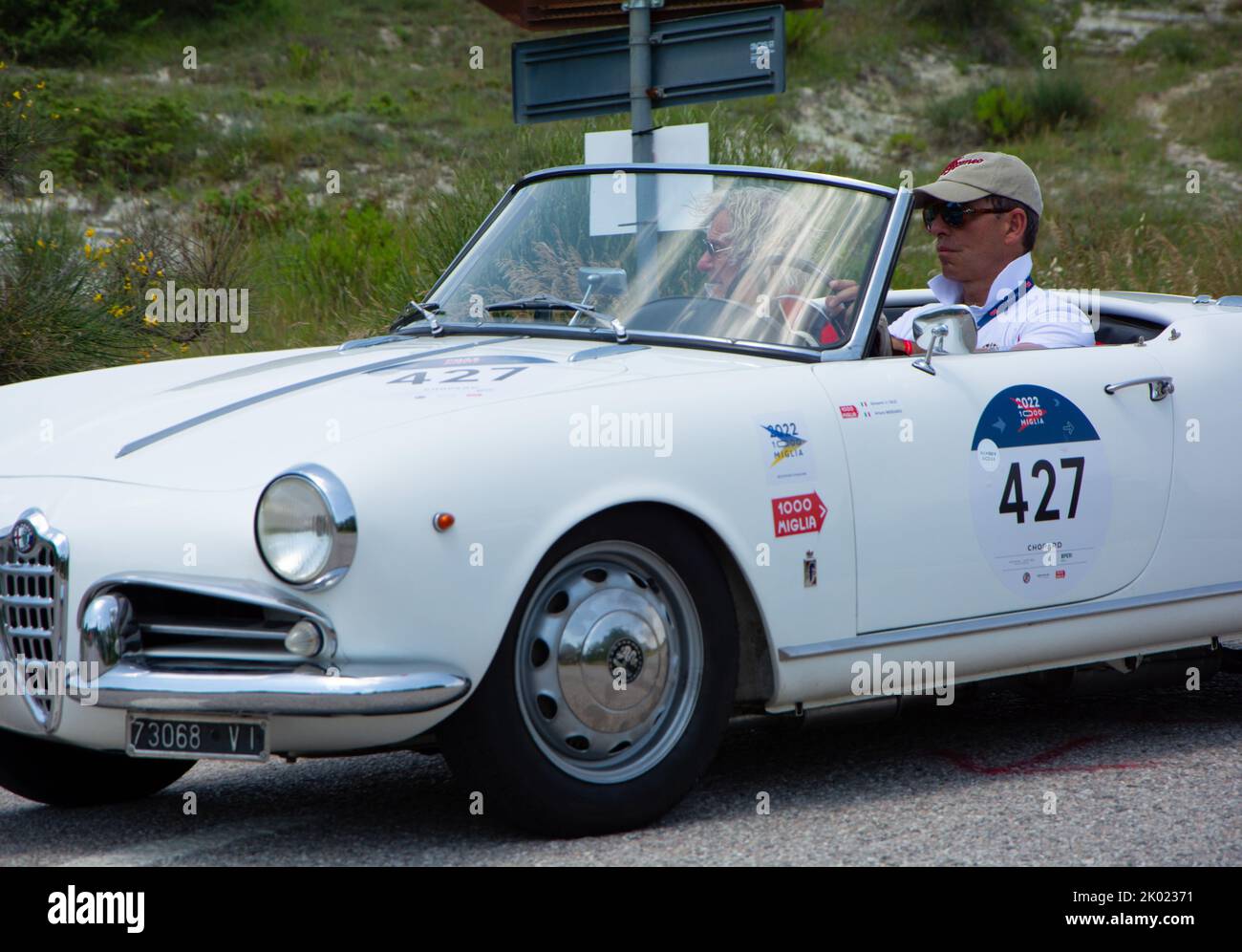 URBINO - ITALY - JUN 16 - 2022 : ALFA ROMEO GIULIETTA SPIDER 1957 on an ...