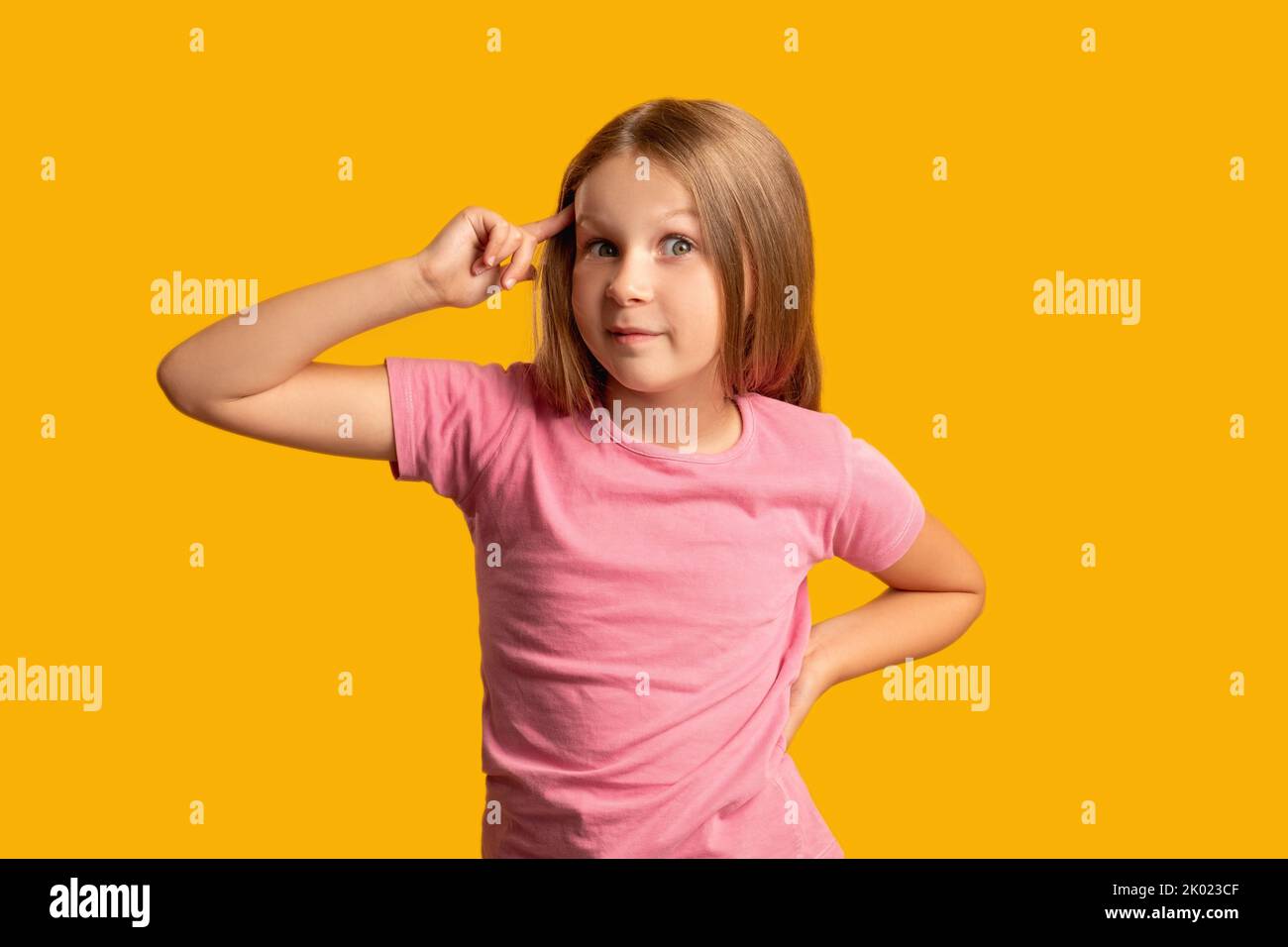 creative idea smart child portrait think use brain Stock Photo - Alamy
