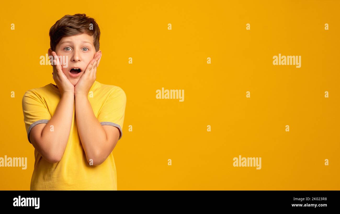 scared child problem anxiety omg reaction boy Stock Photo - Alamy