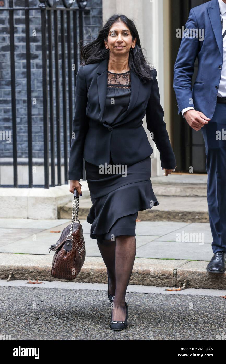 Suella Braverman, the new Home Secretary leaves Downing Street for ...