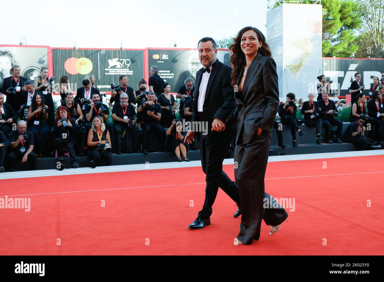Matteo Salvini and Francesca Verdini attend "The Son" red carpet at the ...