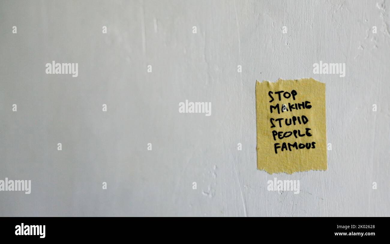 word text of stop making stupid people famous written on duct tape ...