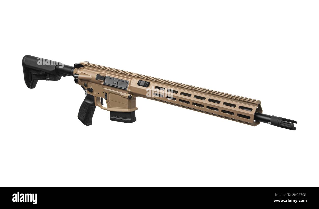 Modern automatic rifle in coyote color. Weapons for police, special ...