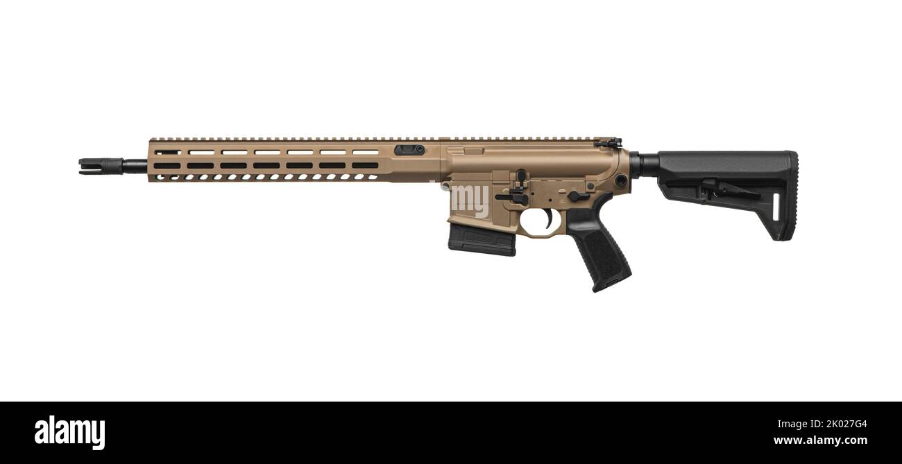 Modern automatic rifle in coyote color. Weapons for police, special ...